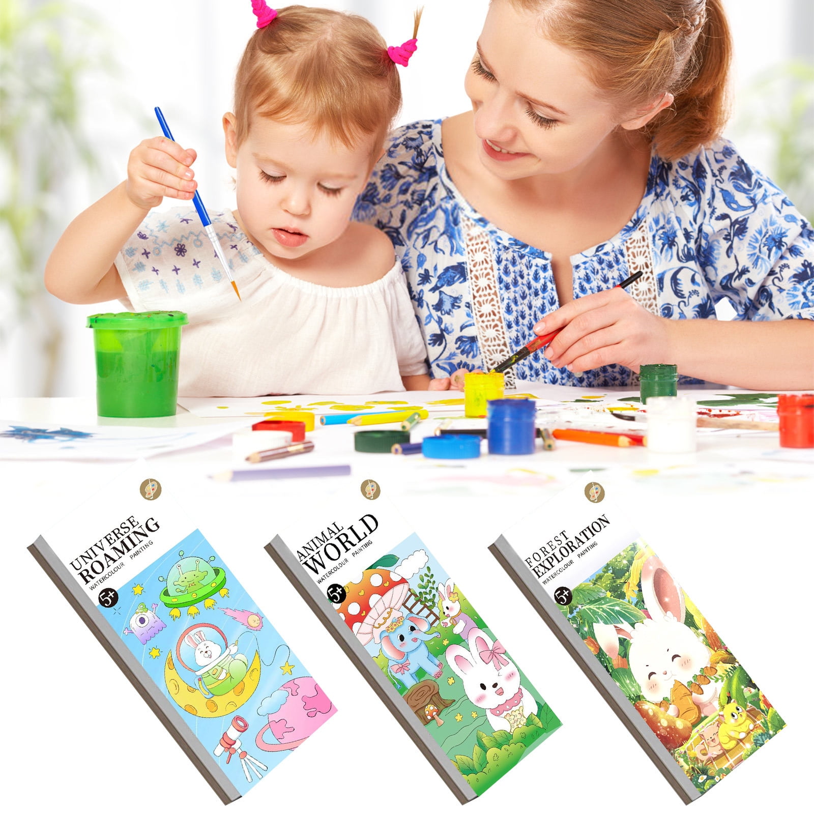 Watercolor Coloring Book Set | Pocket Watercolor Drawing Book Pack ...