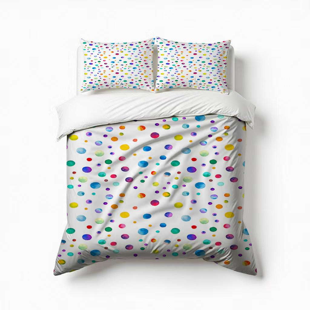 Watercolor Confetti White Background Bedding Set 3 Pcs Soft Microfiber ...