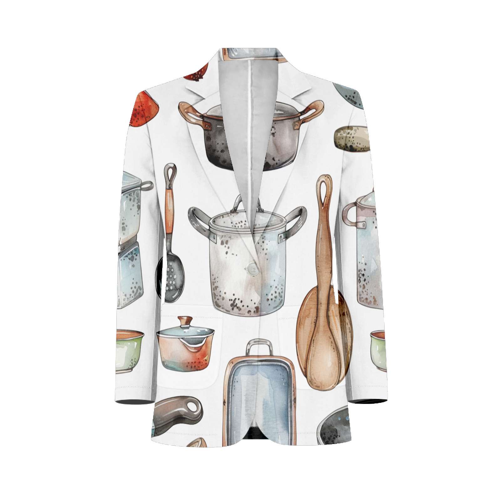Watercolor Cooking Utensils Men's Suit Blazer Casual Party Wear Slim ...