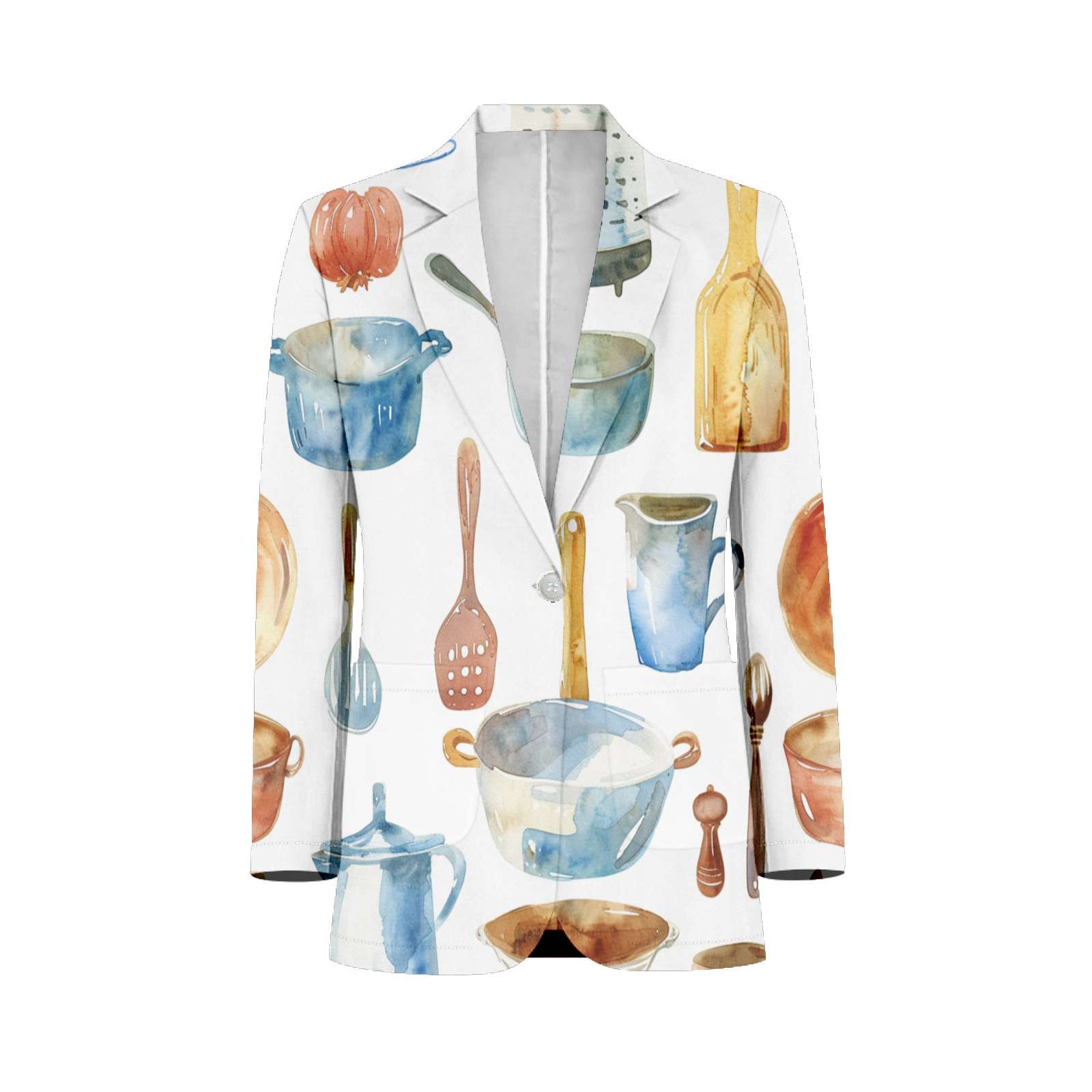 Watercolor Cooking Utensils Men's Suit Blazer Casual Party Wear Slim ...