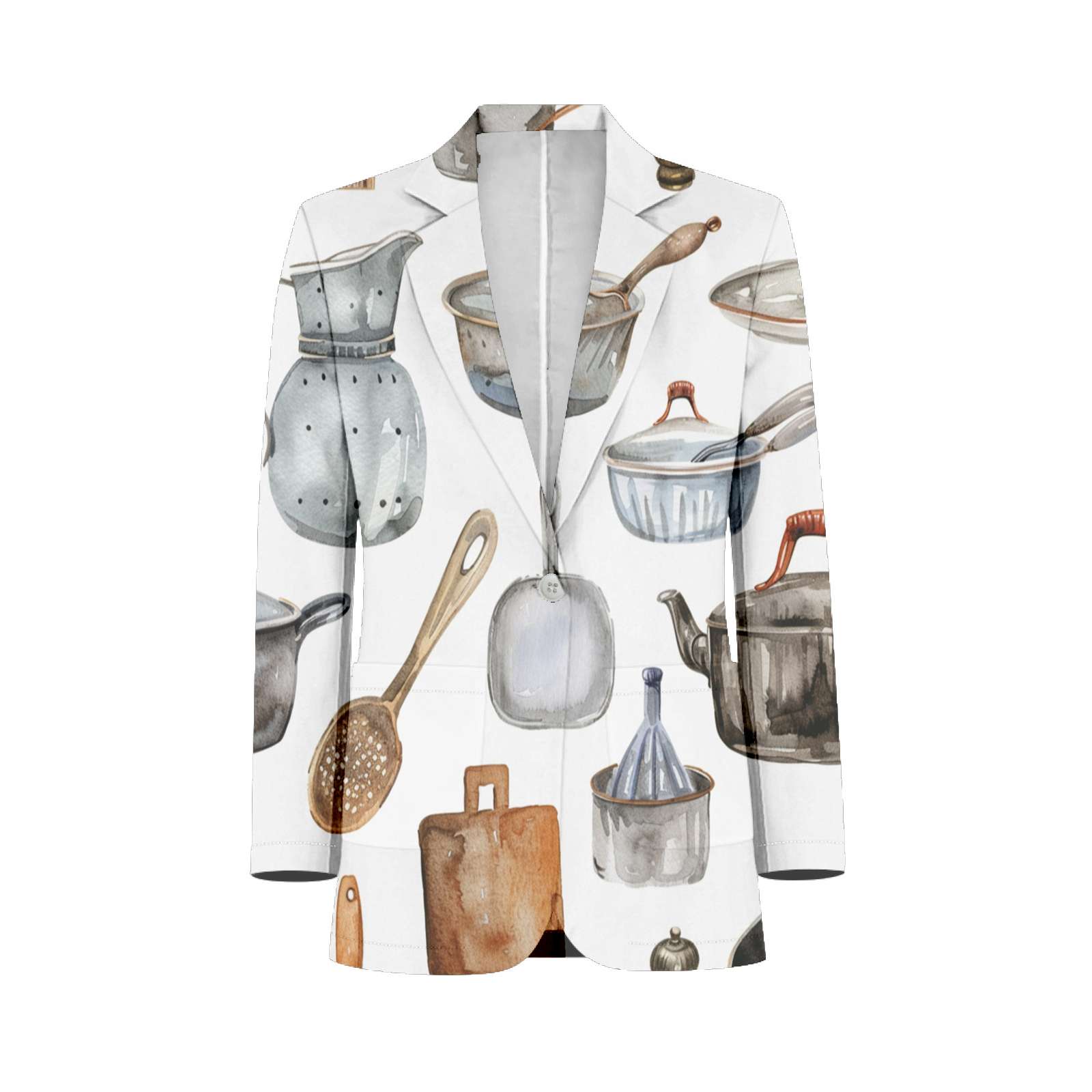 Watercolor Cooking Utensils Men's Suit Blazer Casual Party Wear Slim ...
