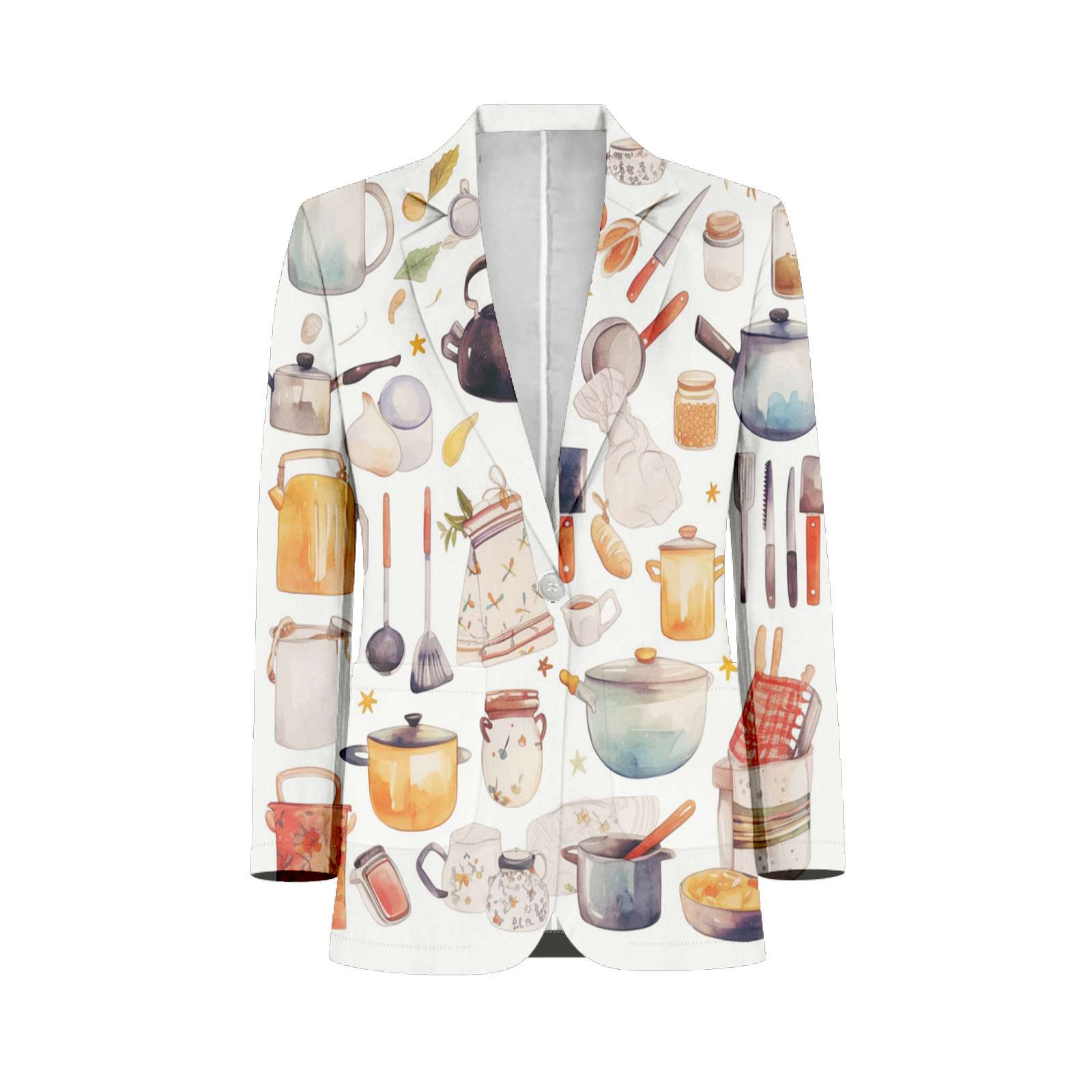 Watercolor Cooking Utensils Mens Suits Shawl Collar Slim Fit Suit Mens ...