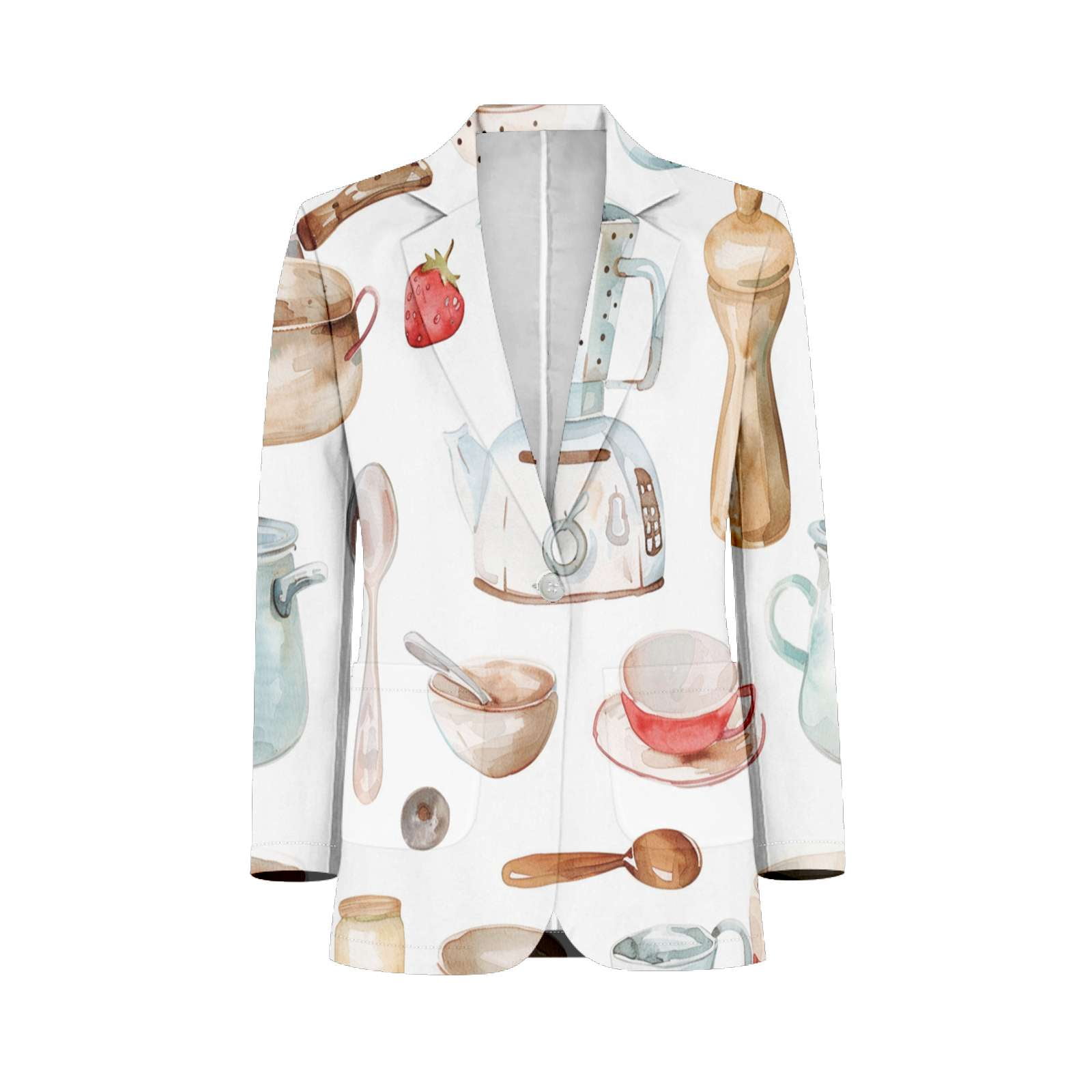 Watercolor Cooking Utensils Mens Suits Shawl Collar Slim Fit Suit Mens ...
