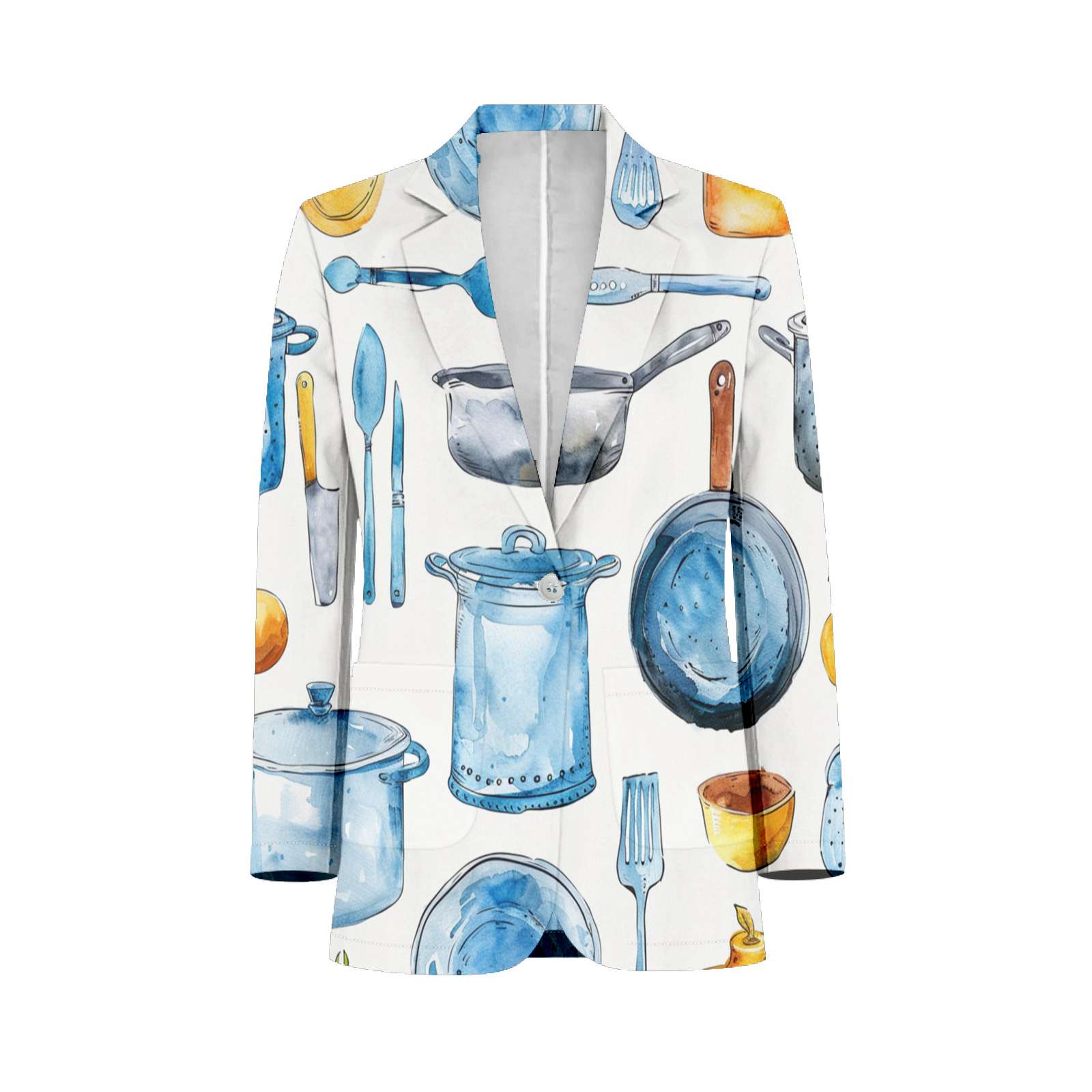 Watercolor Cooking Utensils Mens Suits Shawl Collar Slim Fit Suit Mens ...
