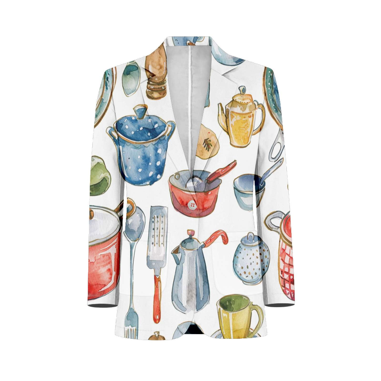 Watercolor Cooking Utensils Mens Suits Shawl Collar Slim Fit Suit Mens ...