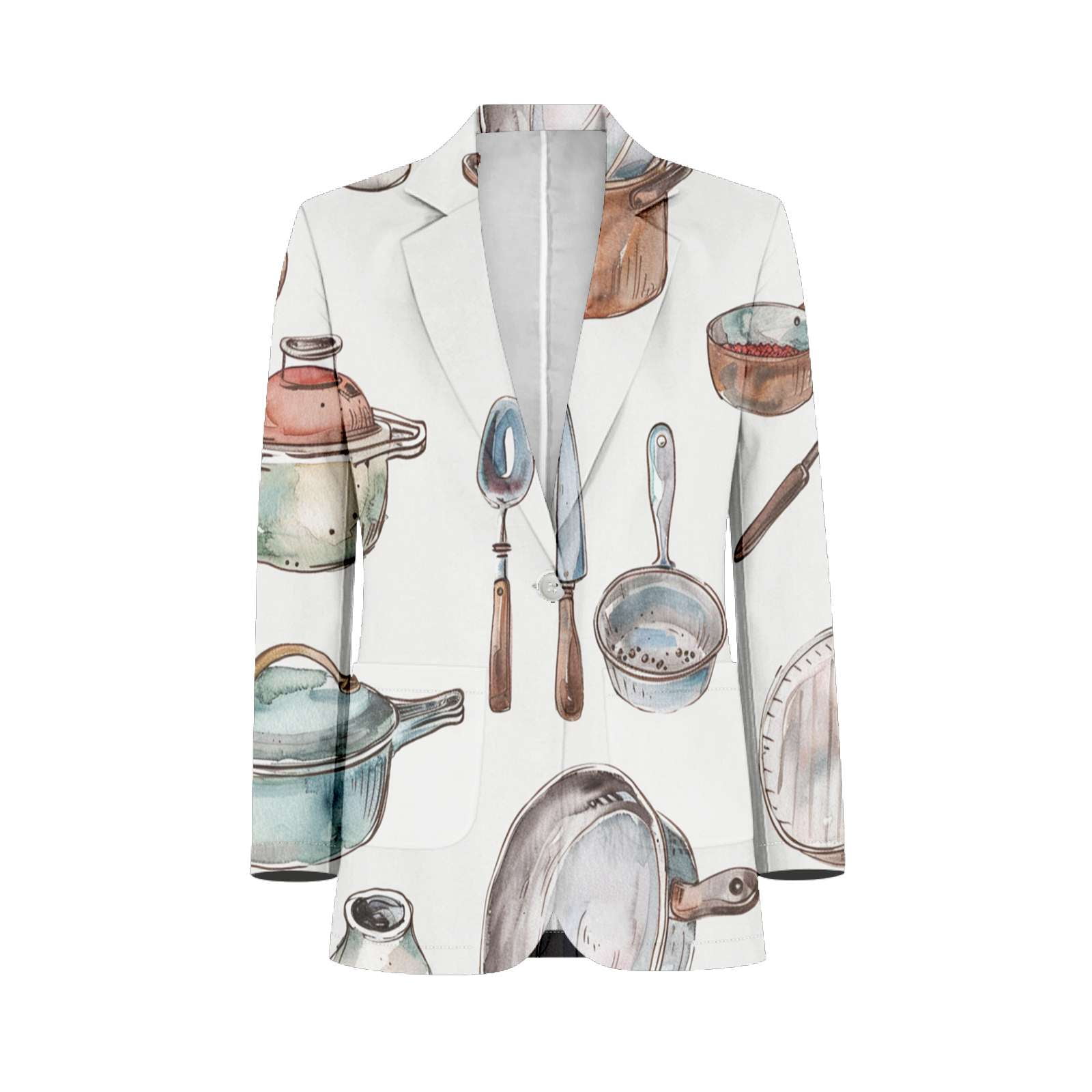Watercolor Cooking Utensils Mens Suits Shawl Collar Slim Fit Suit Mens ...