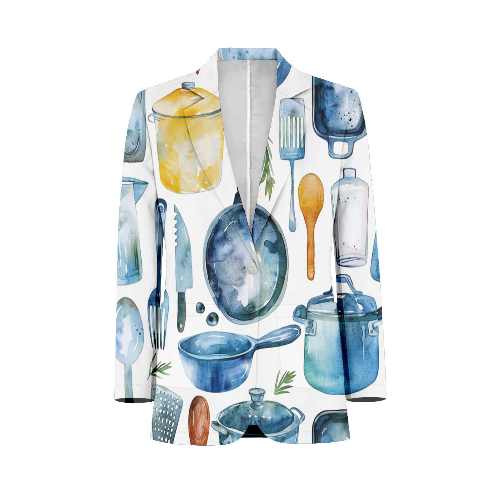 Watercolor Cooking Utensils Mens Suits Shawl Collar Slim Fit Suit Mens ...
