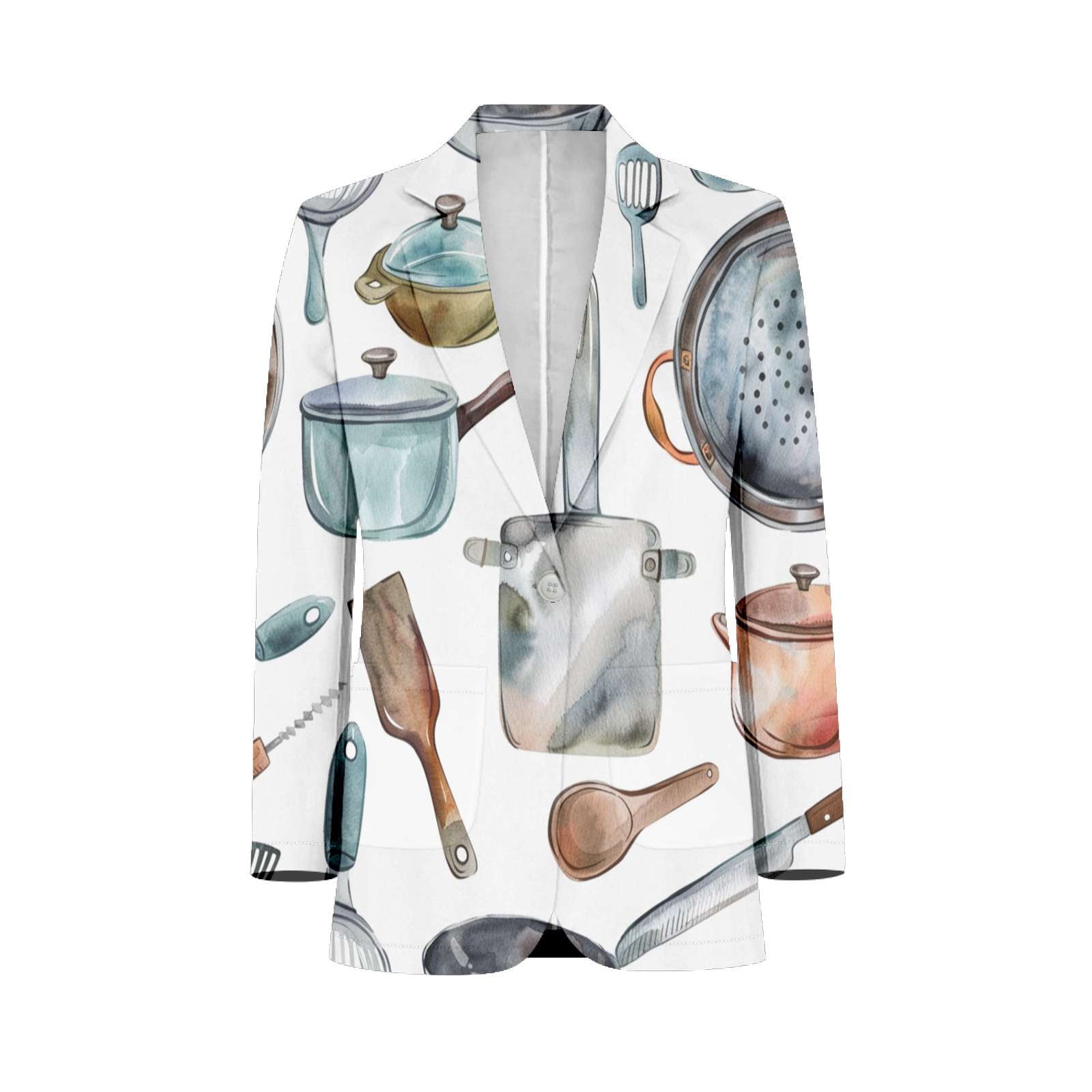 Watercolor Cooking Utensils Mens Suits Shawl Collar Slim Fit Suit Mens ...