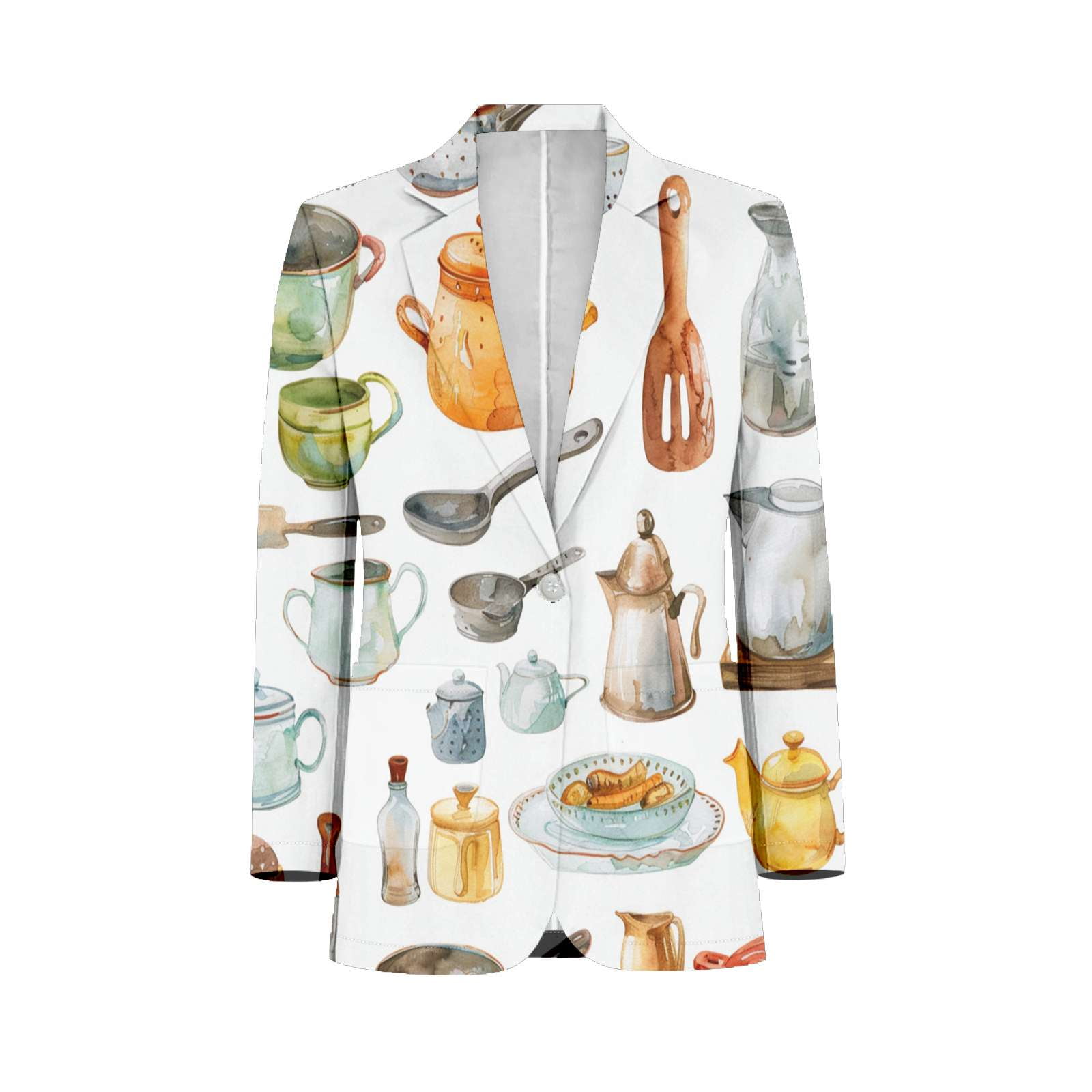 Watercolor Cooking Utensils Mens Suits Shawl Collar Slim Fit Suit Mens ...