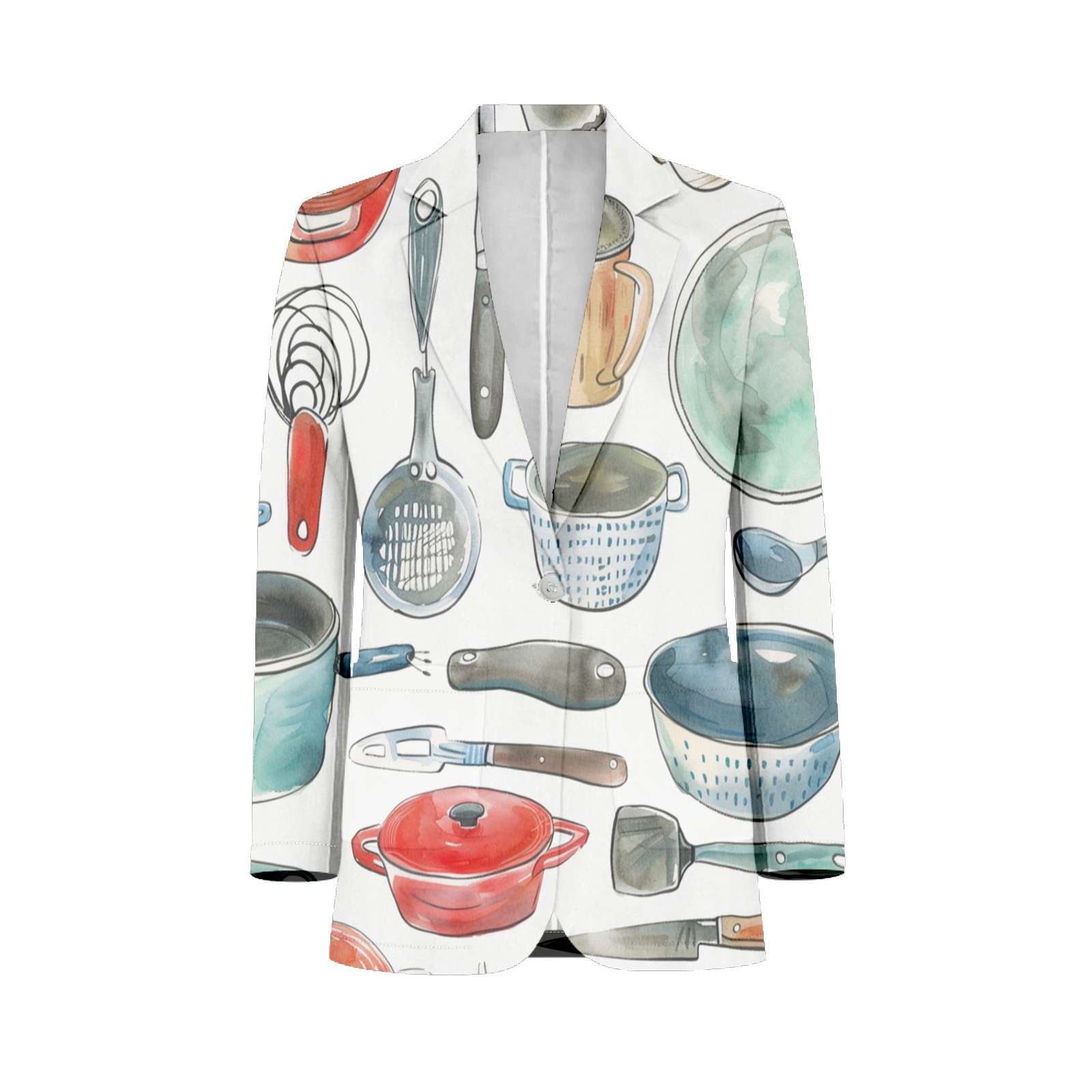Watercolor Cooking Utensils Mens Suits Shawl Collar Slim Fit Suit Mens ...