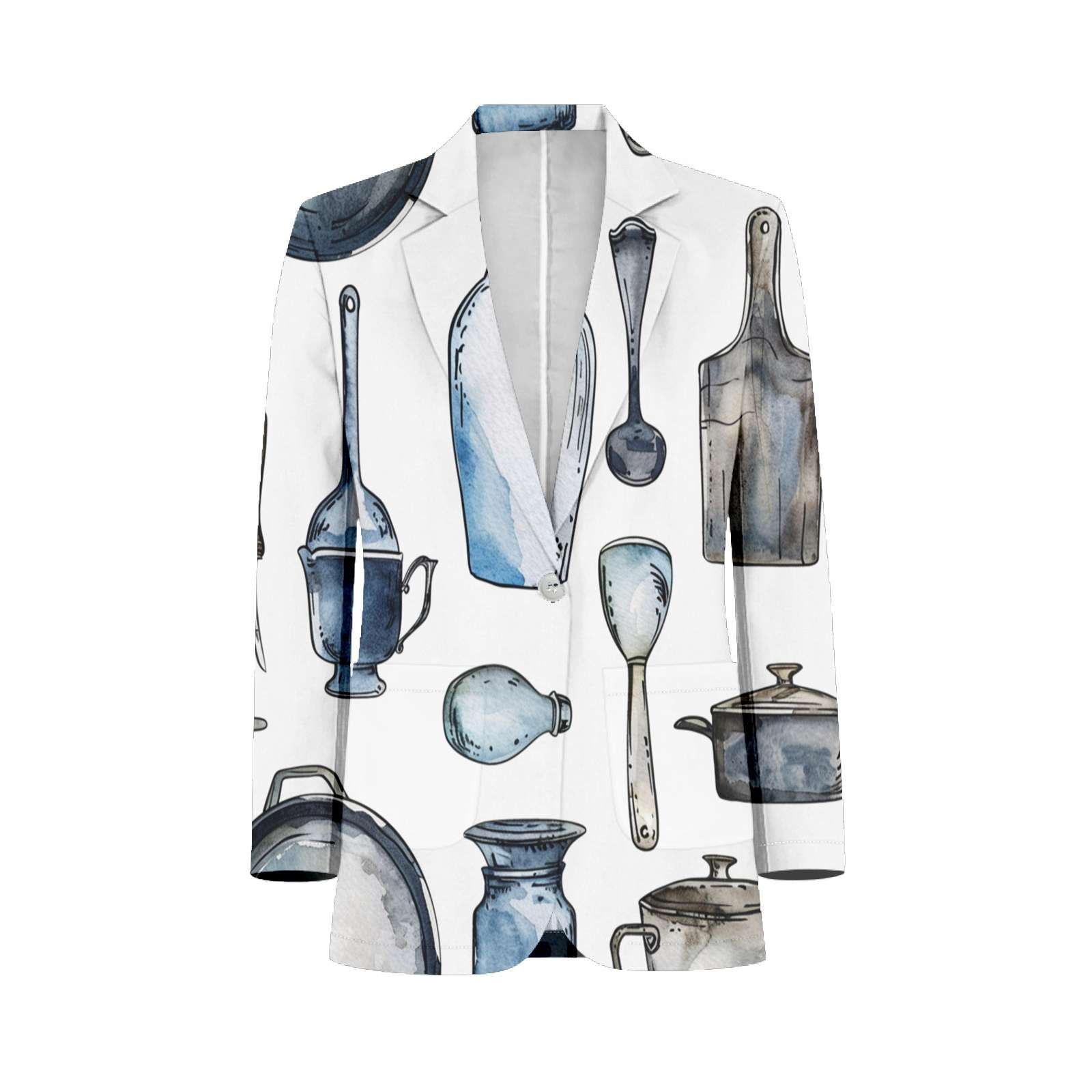 Watercolor Cooking Utensils Mens Suits Shawl Collar Slim Fit Suit Mens ...