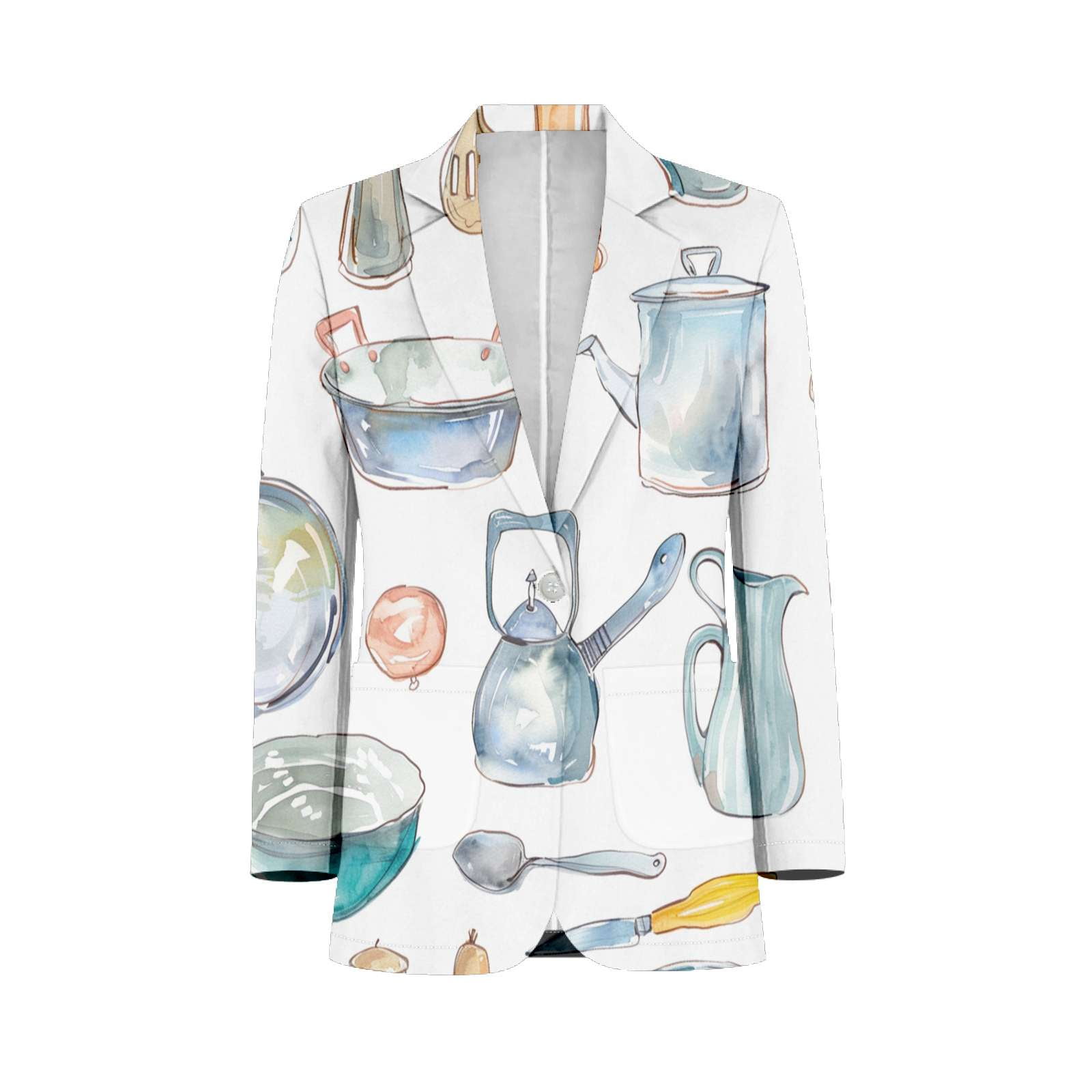 Watercolor Cooking Utensils Mens Suits Shawl Collar Slim Fit Suit Mens ...