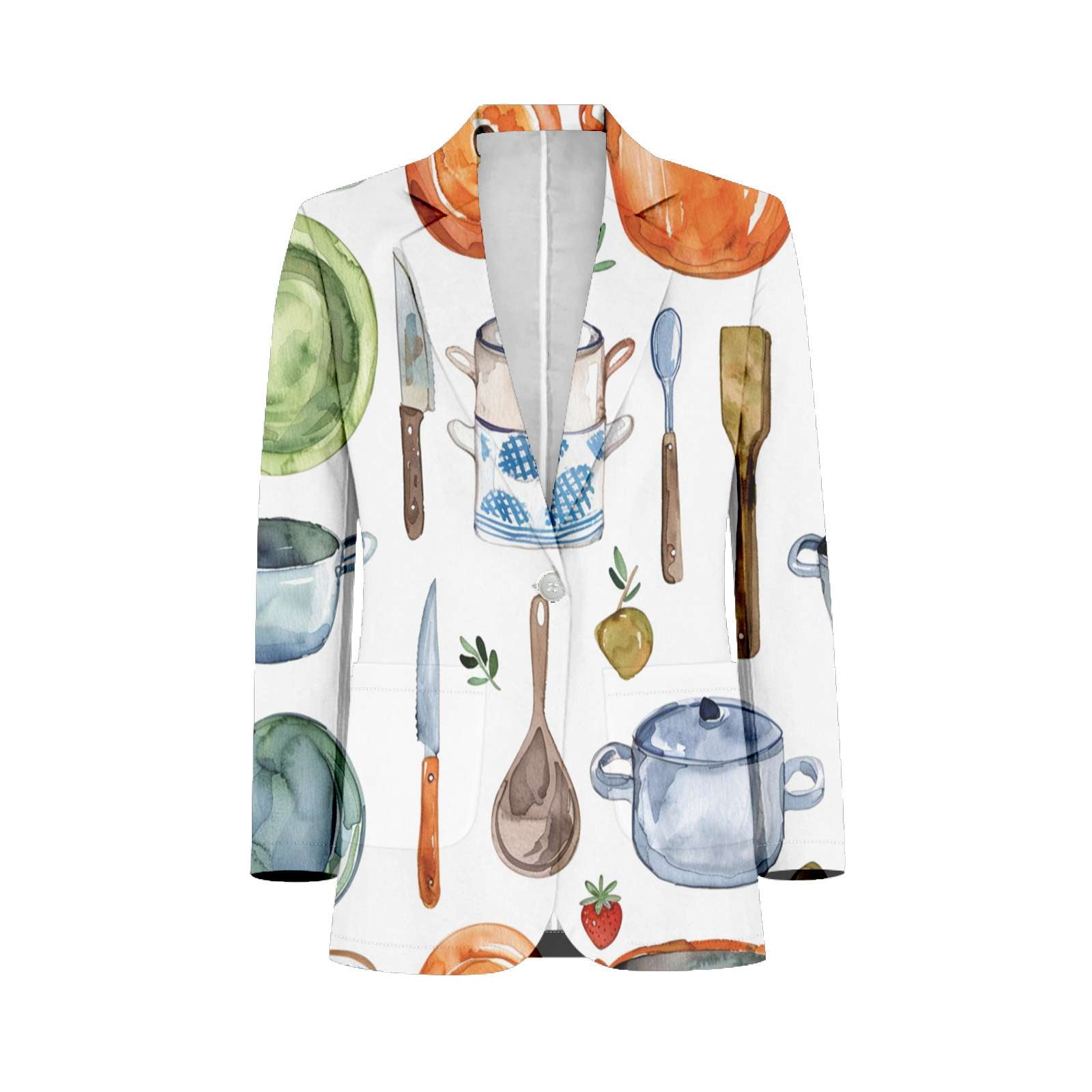 Watercolor Cooking Utensils Mens Suits Shawl Collar Slim Fit Suit Mens ...