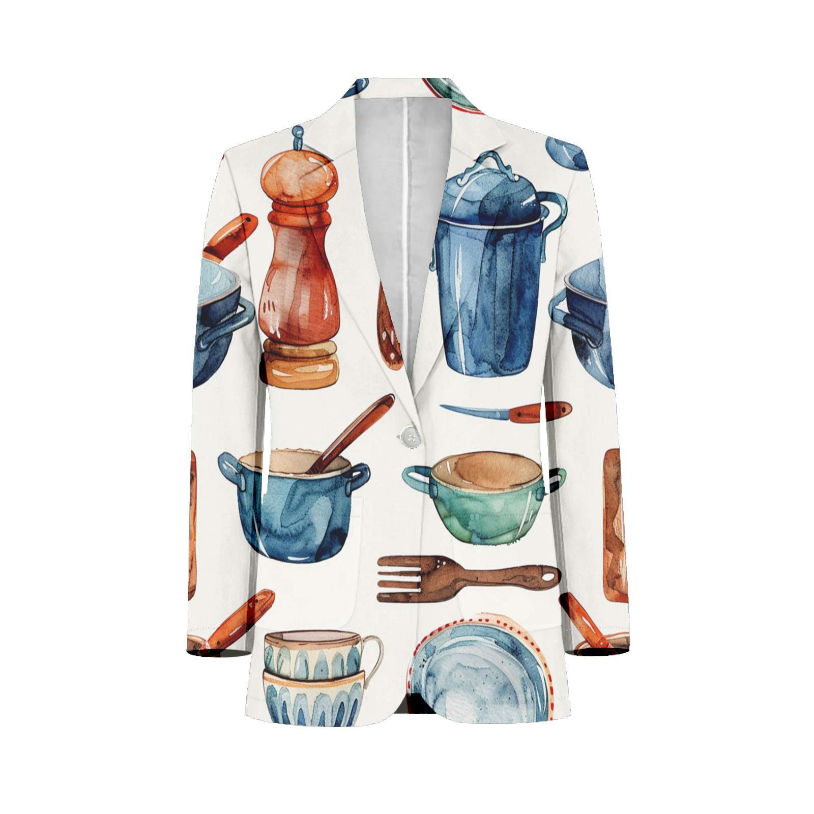 Watercolor Cooking Utensils Mens Suits Shawl Collar Slim Fit Suit Mens ...