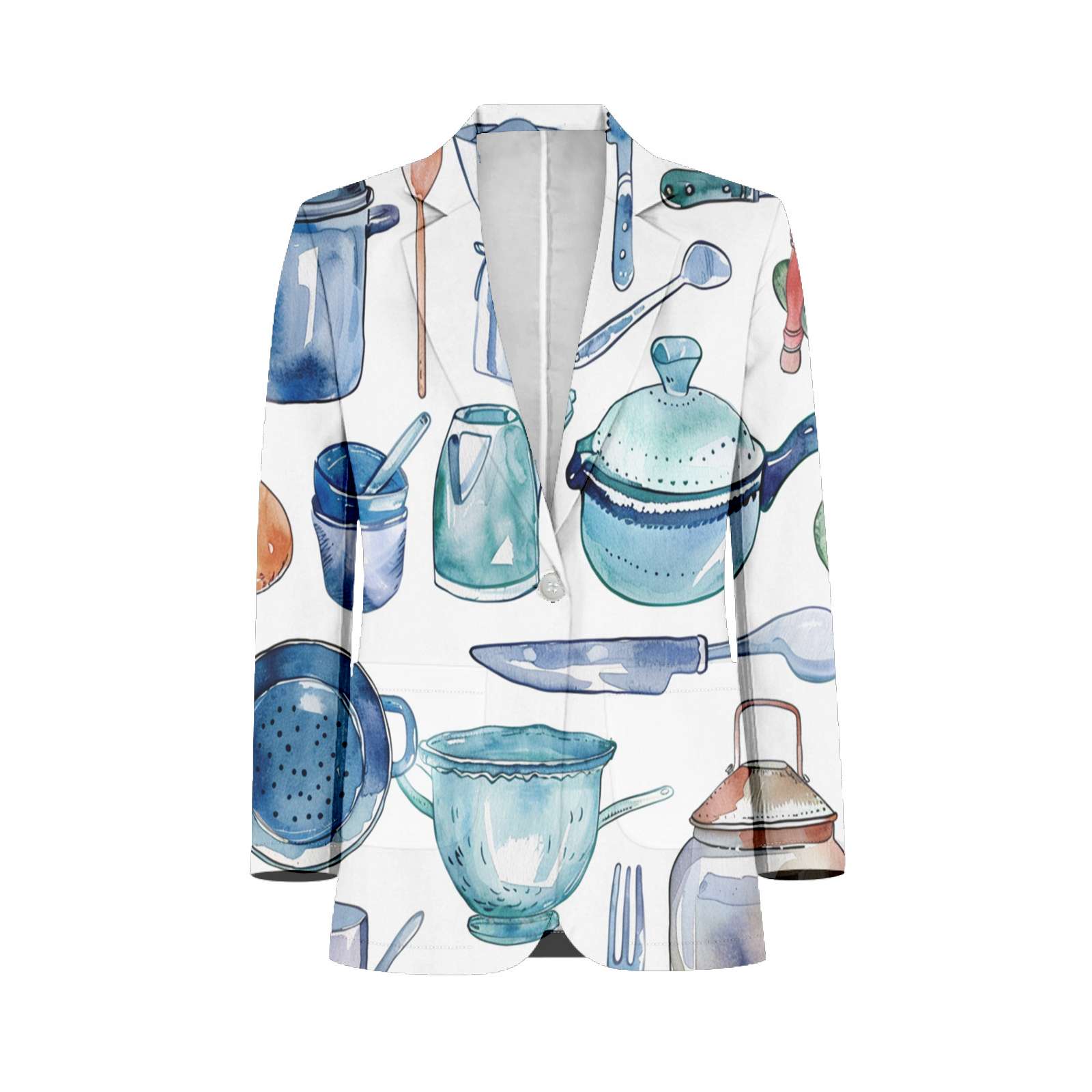 Watercolor Cooking Utensils Mens Suits Shawl Collar Slim Fit Suit Mens ...