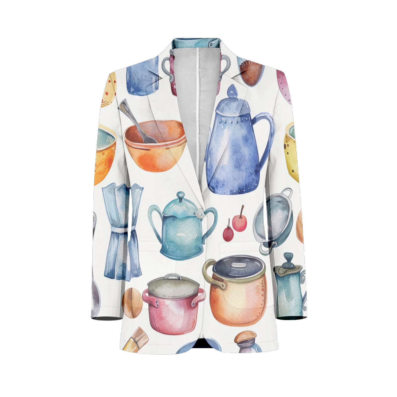 Watercolor Cooking Utensils Mens Suits Shawl Collar Slim Fit Suit Mens ...