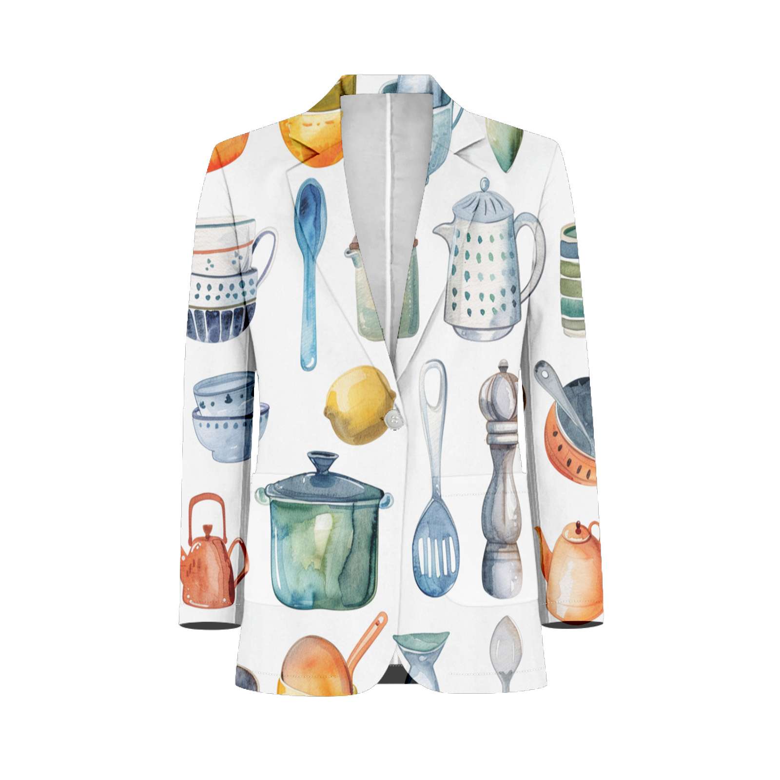 Watercolor Cooking Utensils Mens Suits Shawl Collar Slim Fit Suit Mens ...