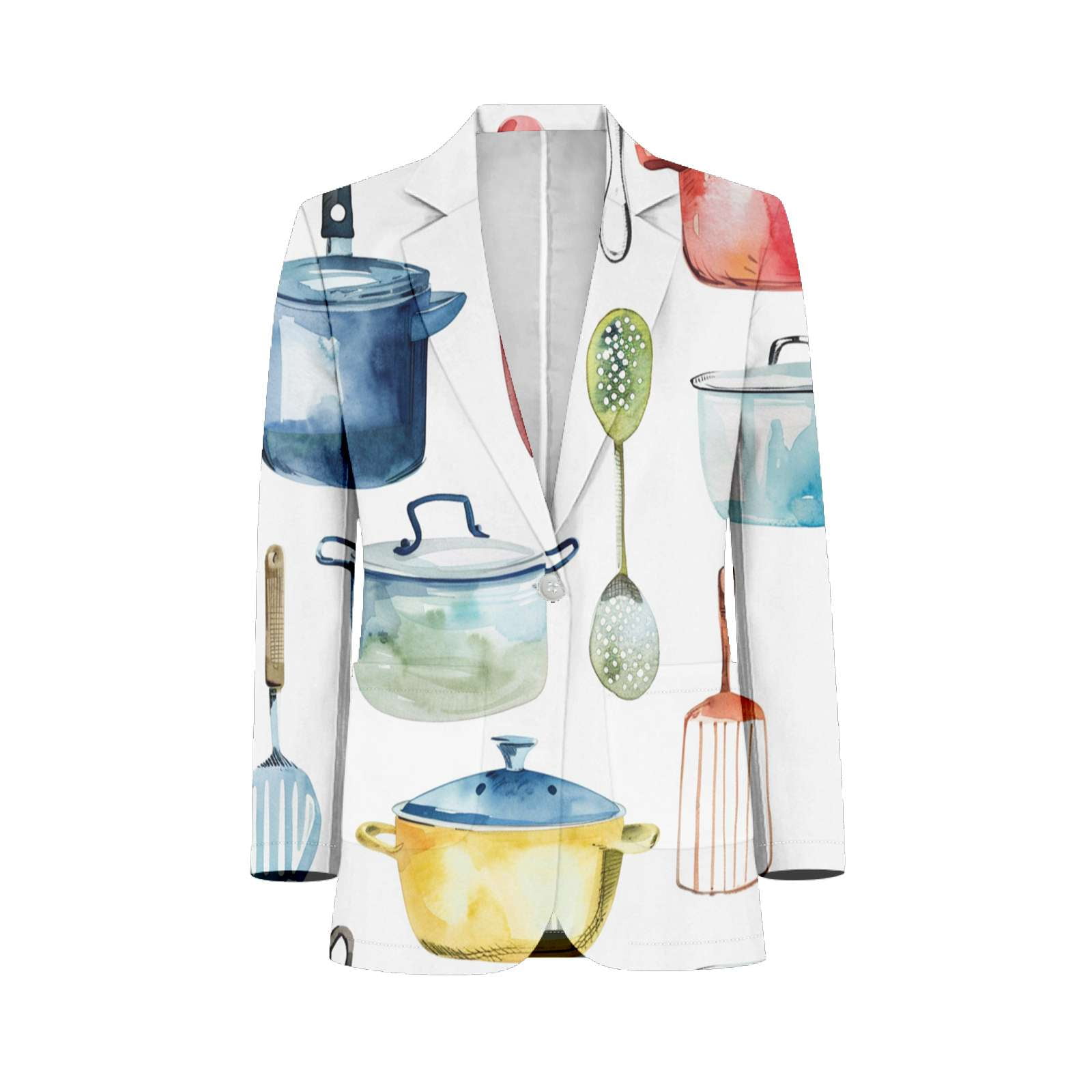 Watercolor Cooking Utensils Mens Suits Shawl Collar Slim Fit Suit Mens ...