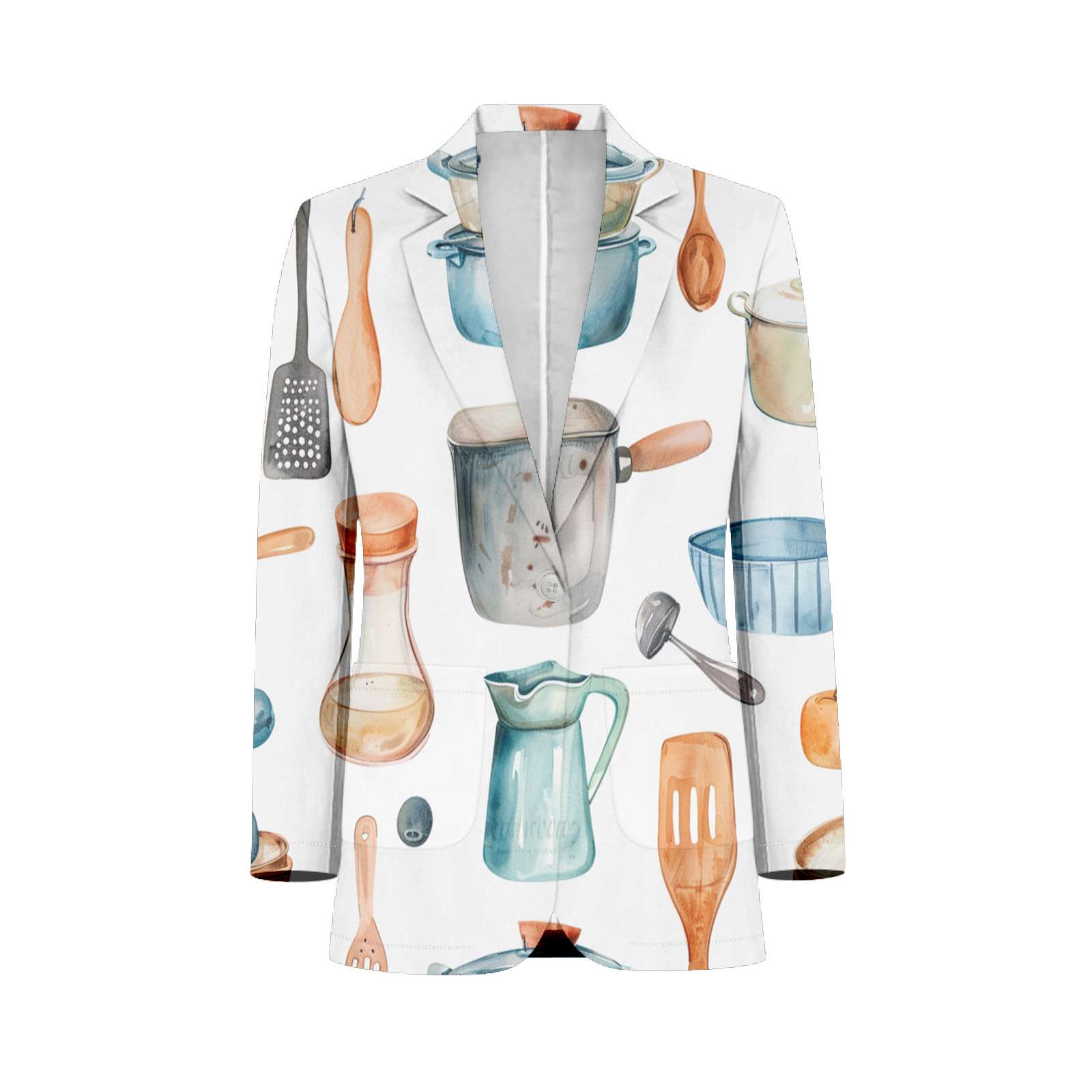 Watercolor Cooking Utensils Mens Suits Shawl Collar Slim Fit Suit Mens ...