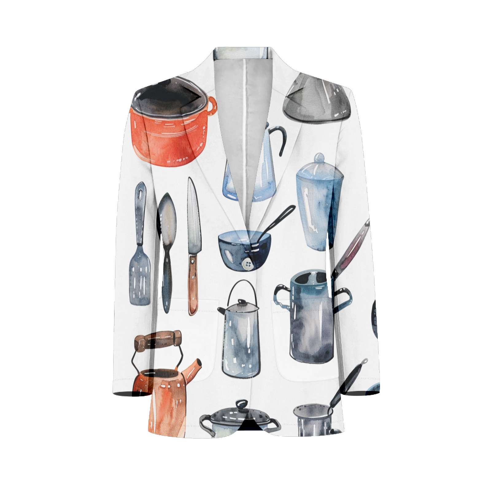 Watercolor Cooking Utensils Mens Suits Shawl Collar Slim Fit Suit Mens ...