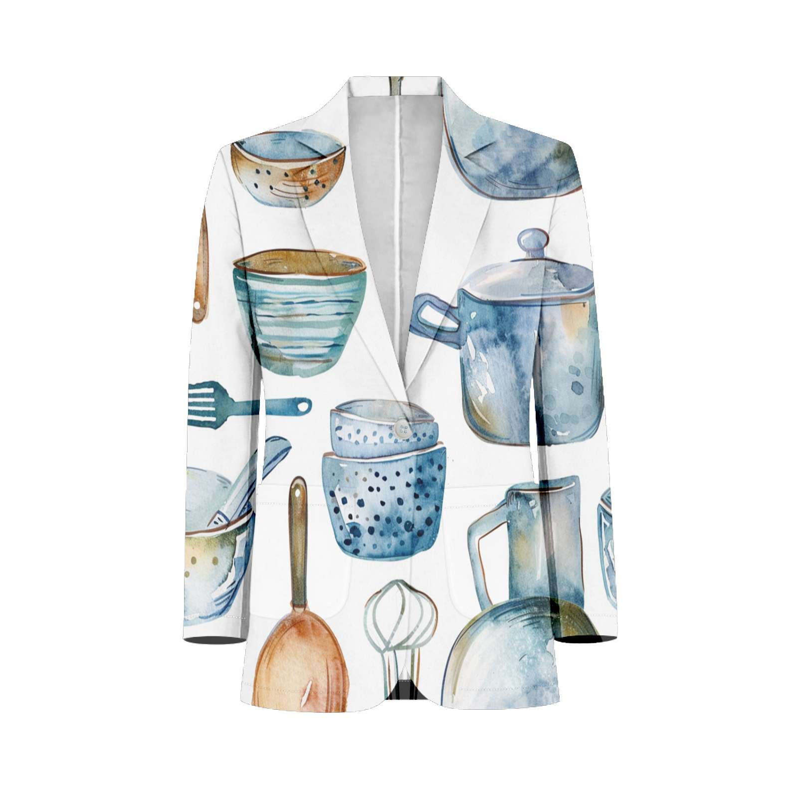 Watercolor Cooking Utensils Mens Suits Shawl Collar Slim Fit Suit Mens ...