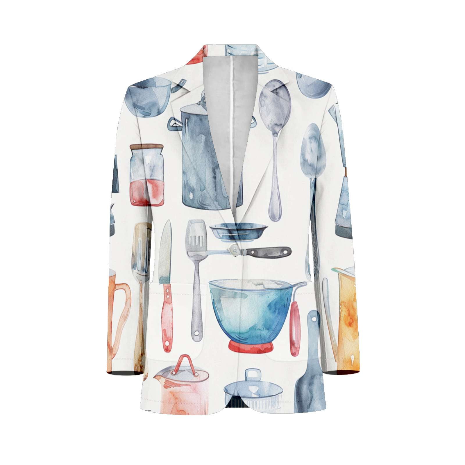 Watercolor Cooking Utensils Mens Suits Shawl Collar Slim Fit Suit Mens ...