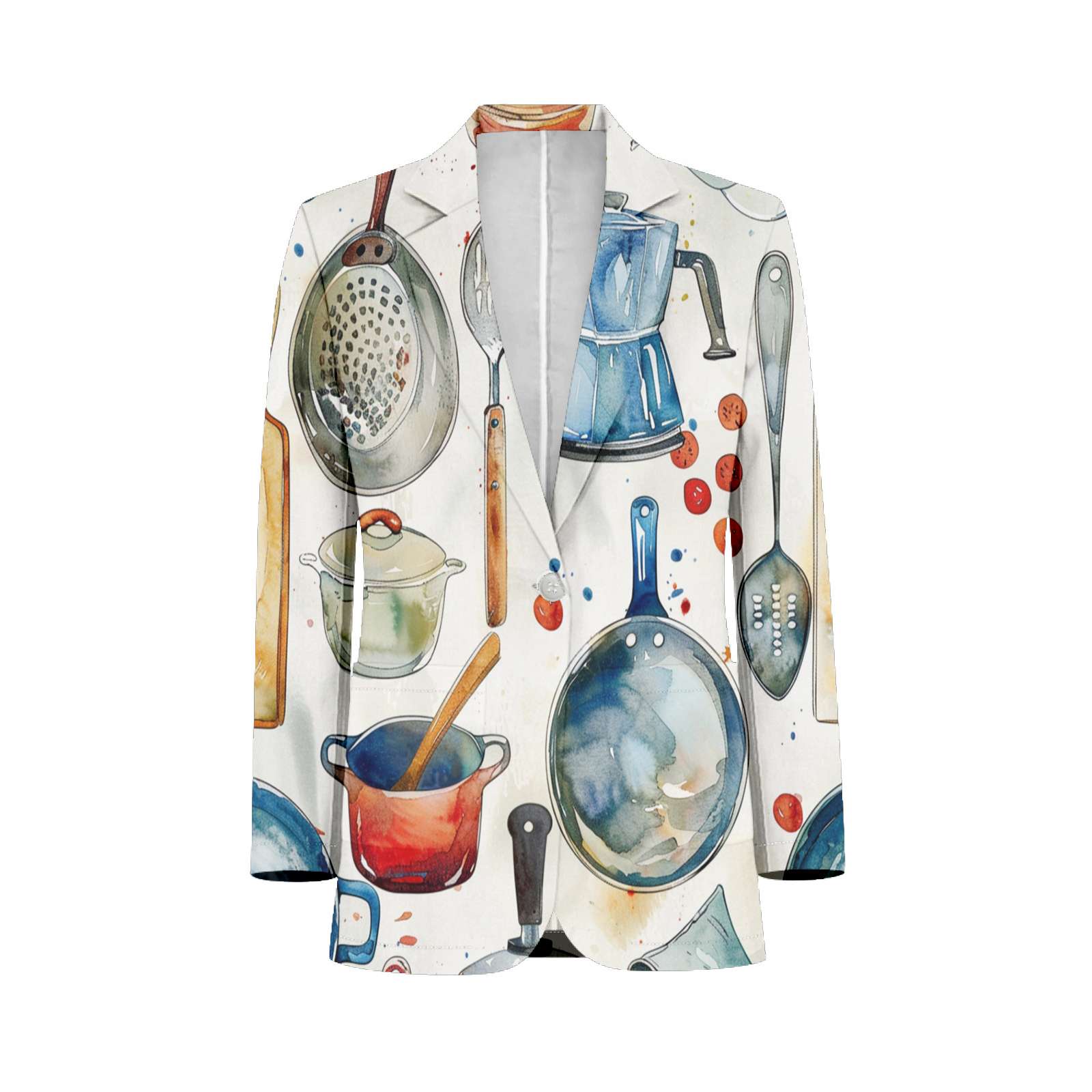 Watercolor Cooking Utensils Mens Suits Shawl Collar Slim Fit Suit Mens ...
