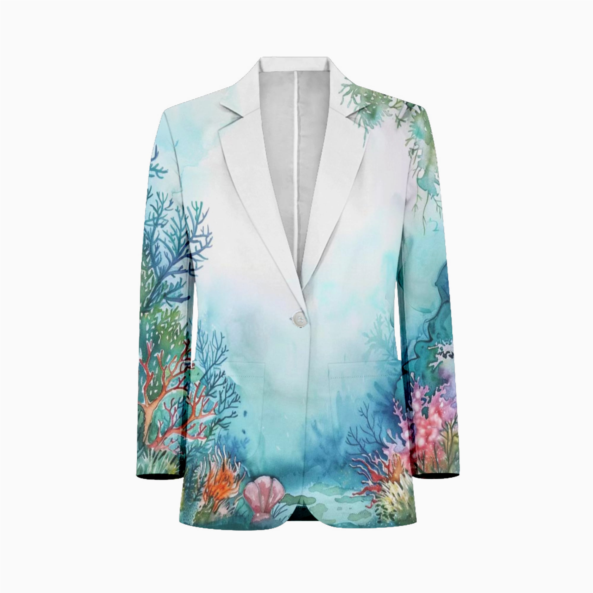 Watercolor Coral Reef (1) Customized Men's Suits full man Shawl Collar ...