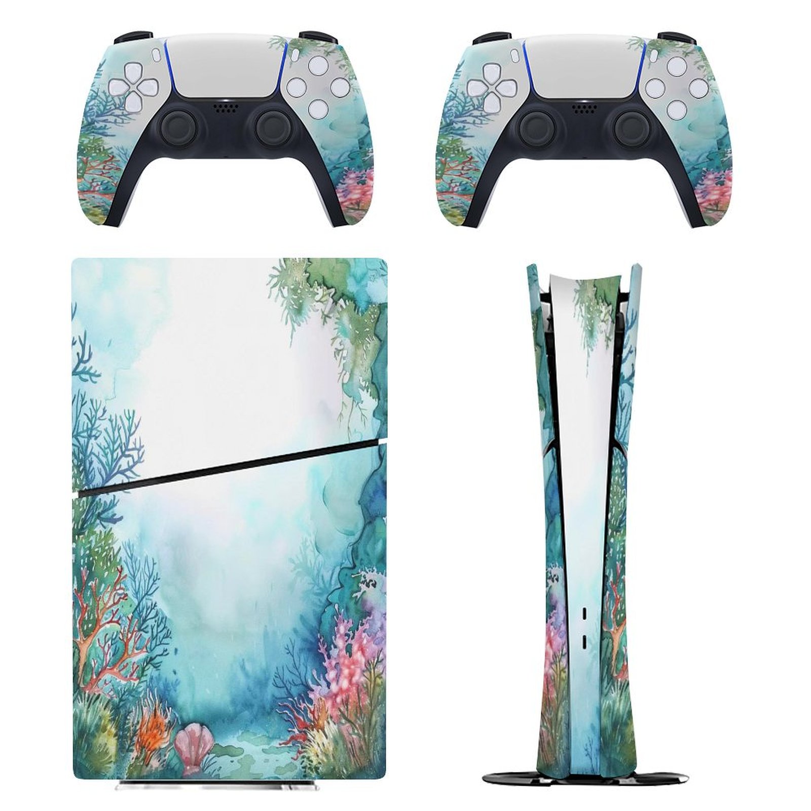 Watercolor Coral Reef (1) PS5/PS5 Slim Digital Disc Skin Sticker For ...