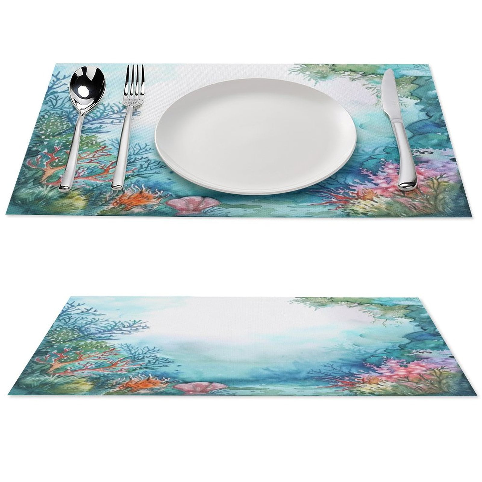 Watercolor Coral Reef (1) PVC Waterproof Place Mats Placemats Dining ...