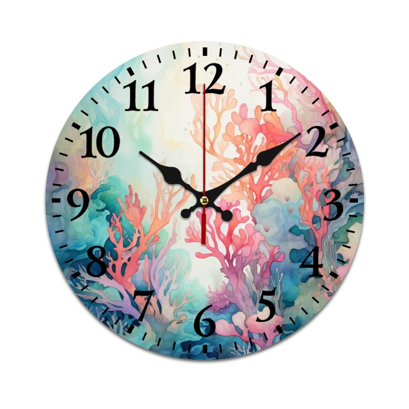 Watercolor Coral Reef (2) Wall Clock Modern Design Clocks Wall Hanging ...