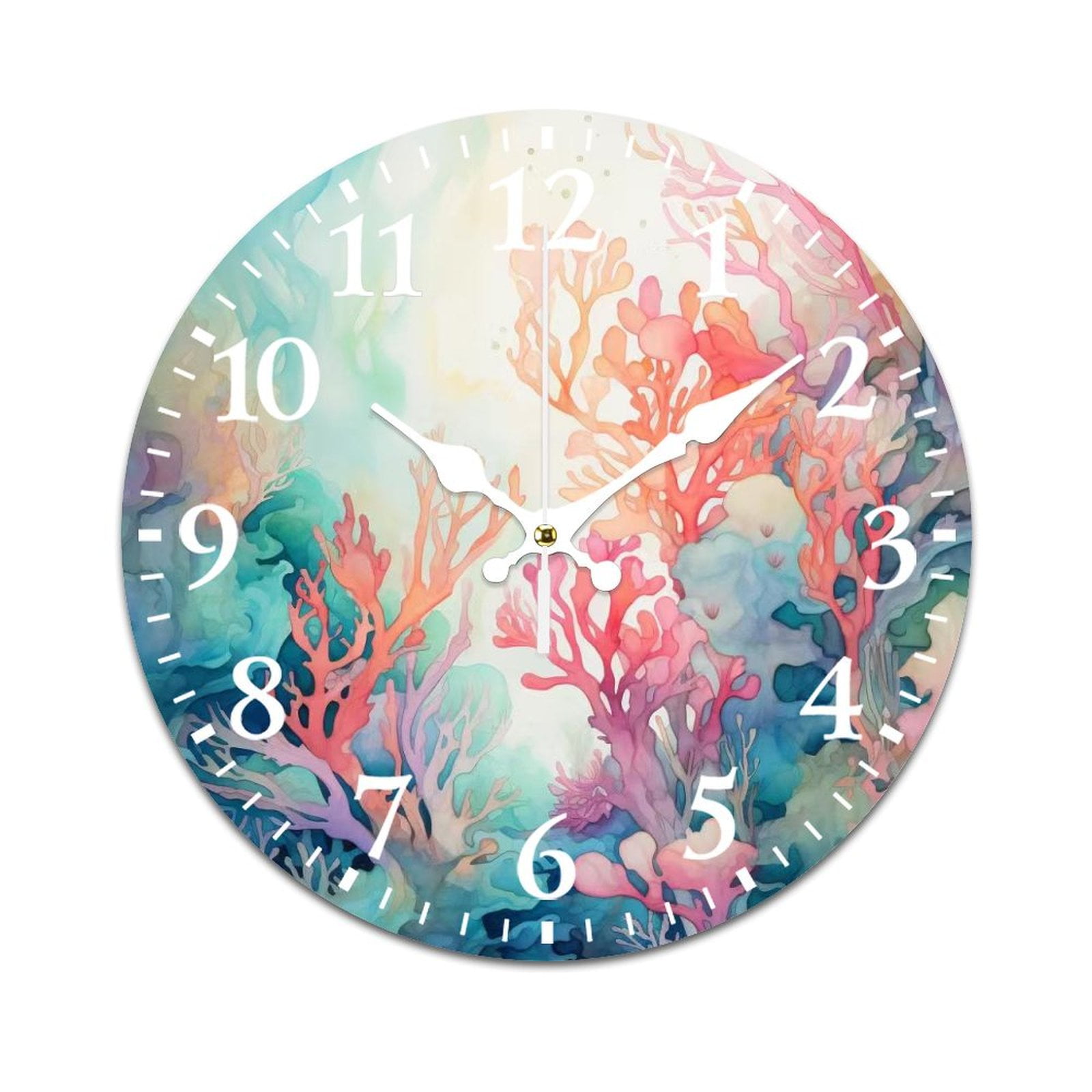 Watercolor Coral Reef (2) Wall Clock Modern Design Clocks Wall Hanging ...