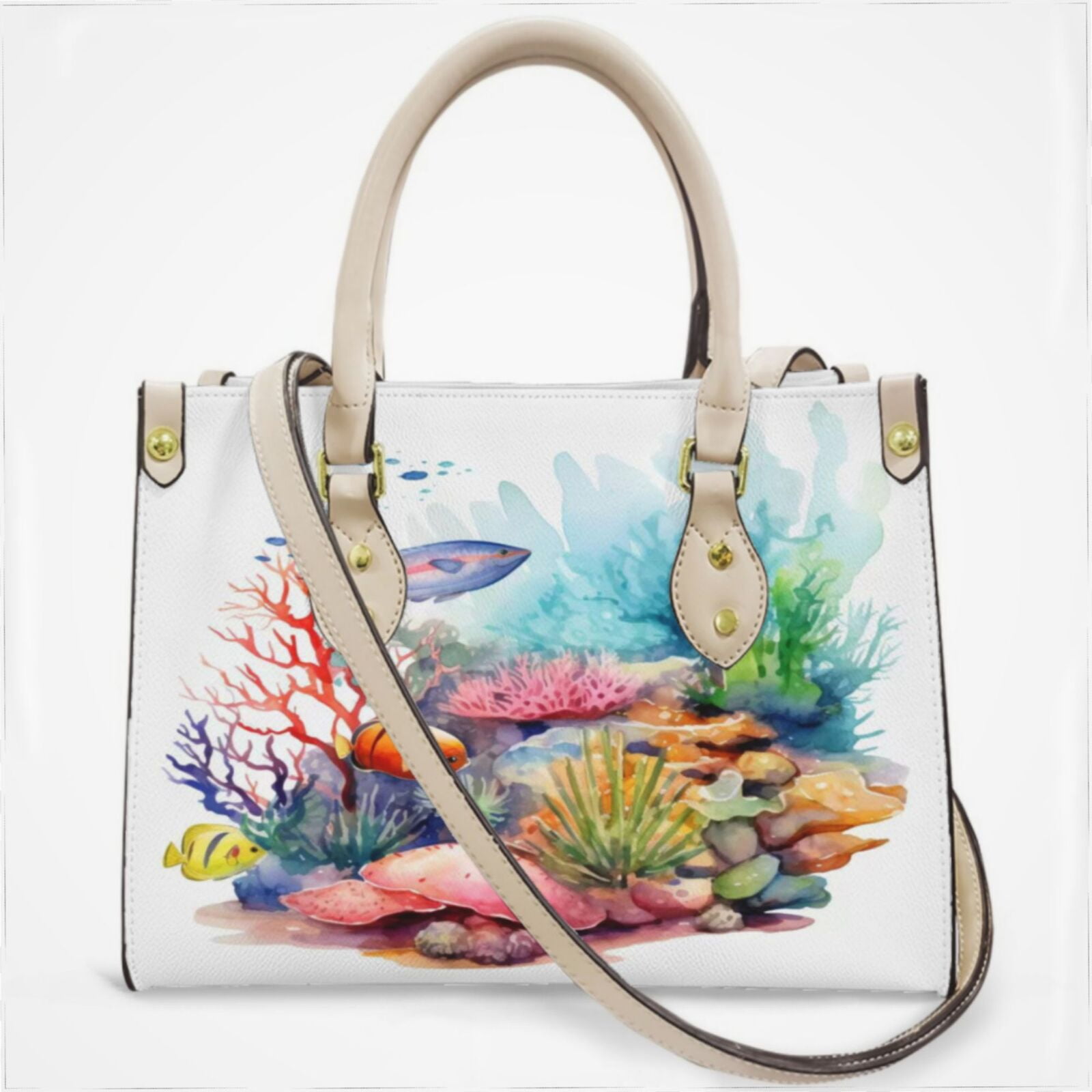 Watercolor Coral Reef (3) Cross Body Bags For Women Small Leather ...