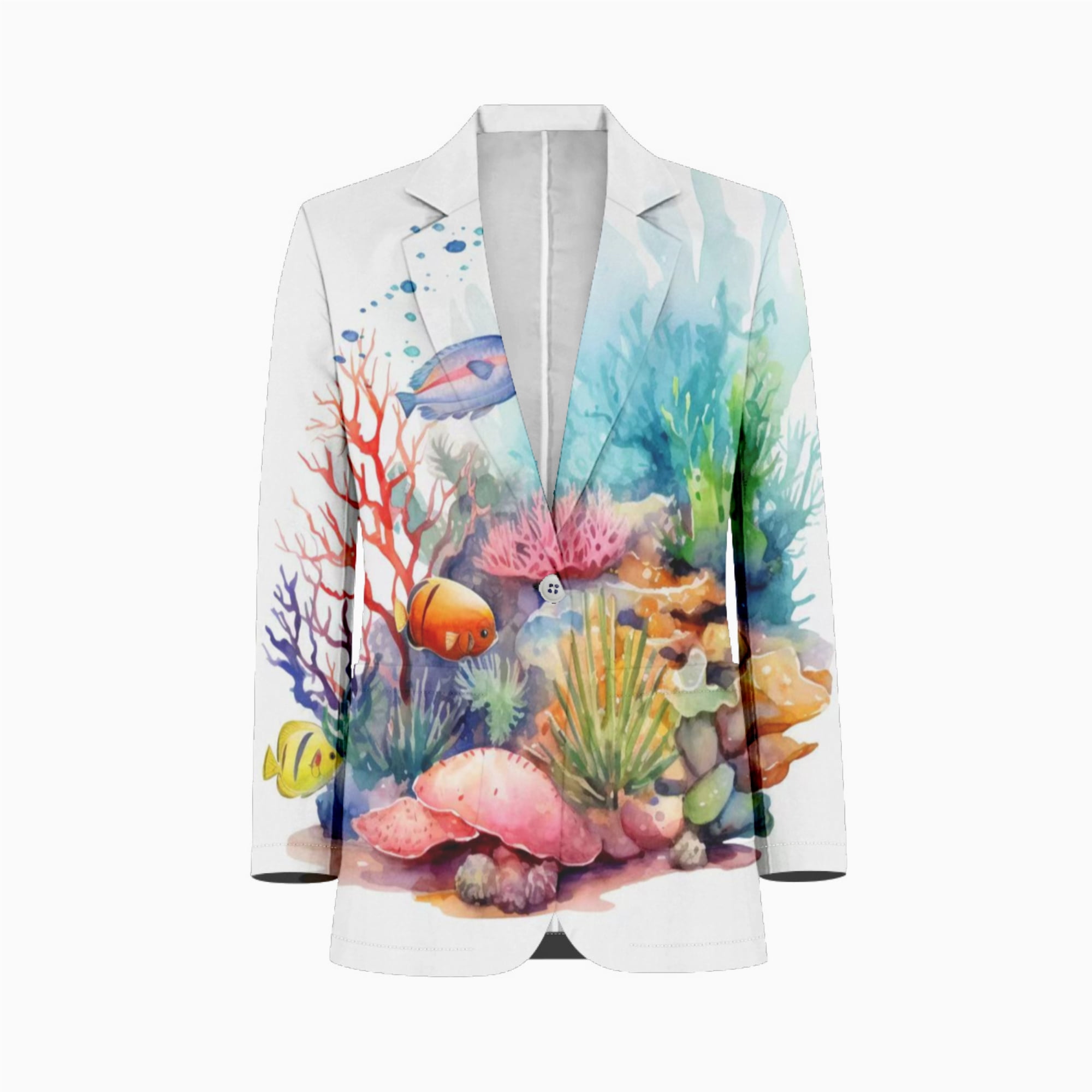 Watercolor Coral Reef (3) Customized Men's Suits full man Shawl Collar ...