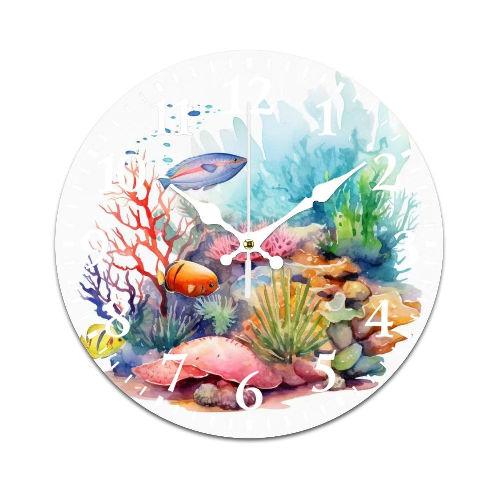 Watercolor Coral Reef (3) Wall Clock Modern Design Clocks Wall Hanging ...