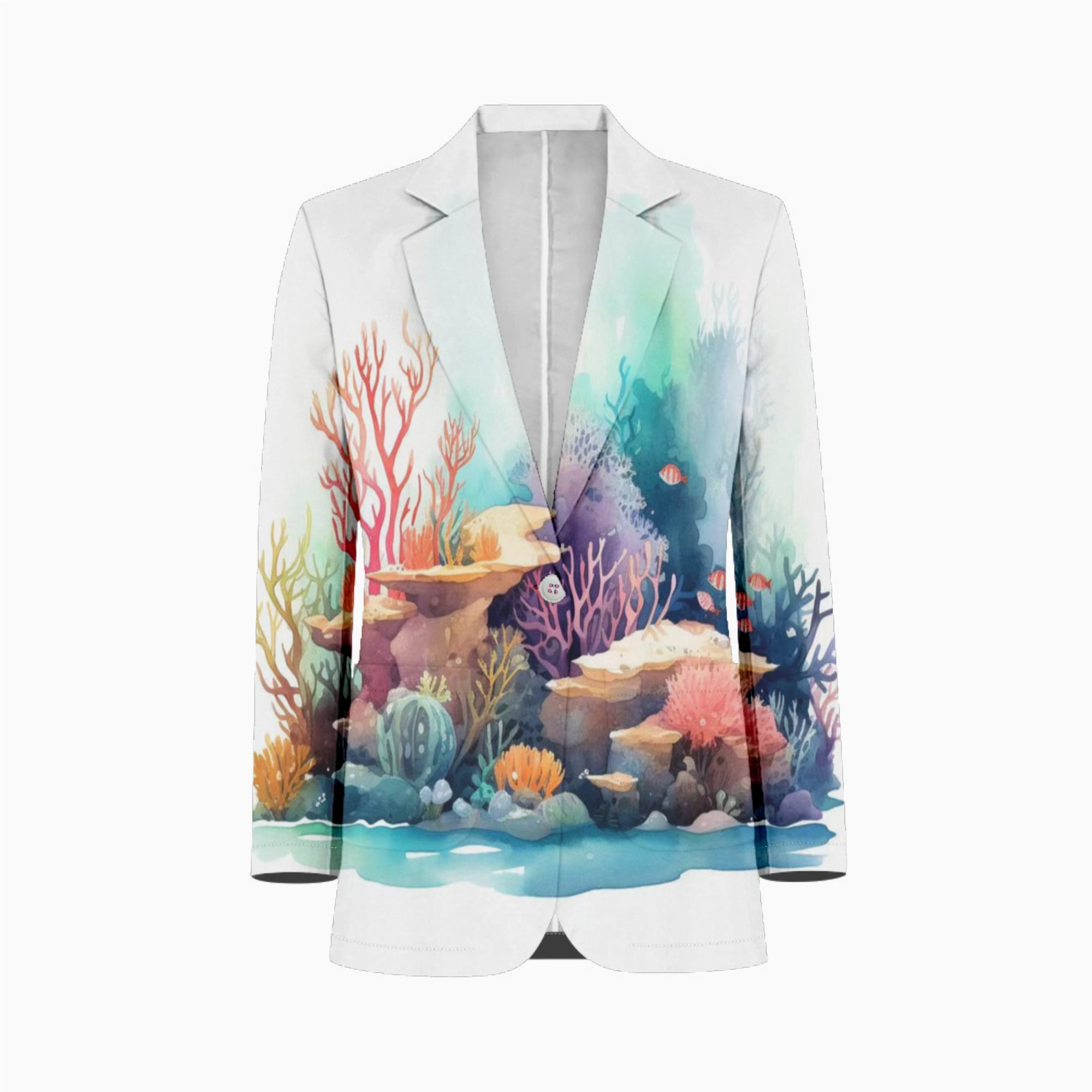 Watercolor Coral Reef (4) Customized Men's Suits full man Shawl Collar ...