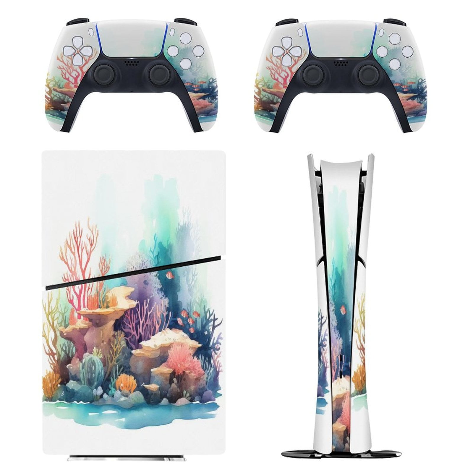 Watercolor Coral Reef (4) PS5/PS5 Slim Digital Disc Skin Sticker For ...