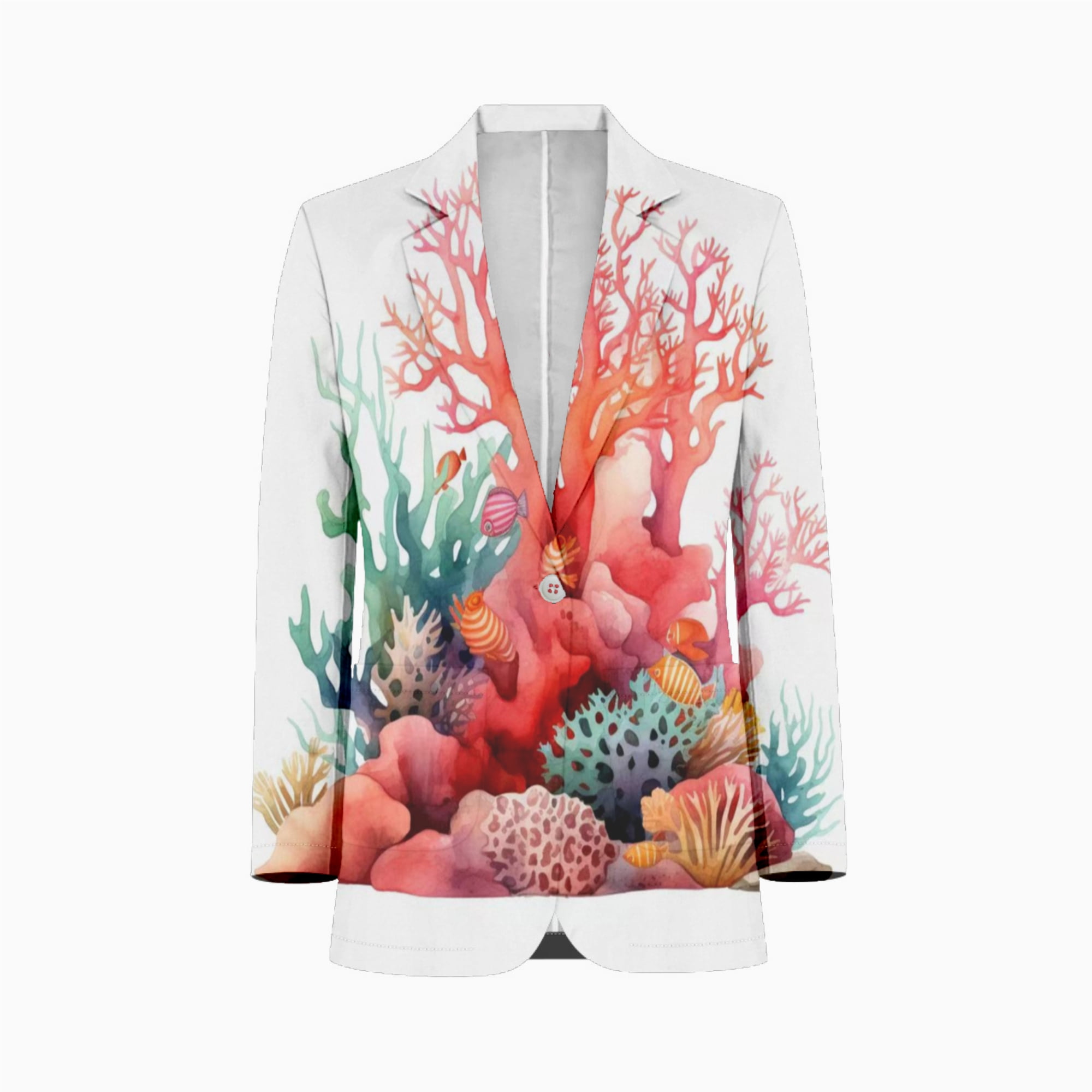 Watercolor Coral Reef (5) Customized Men's Suits full man Shawl Collar ...