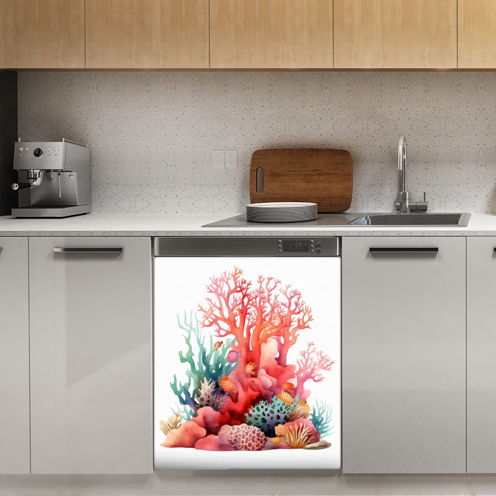Watercolor Coral Reef (5) Dishwasher Magnet Cover Decorative Sticker ...