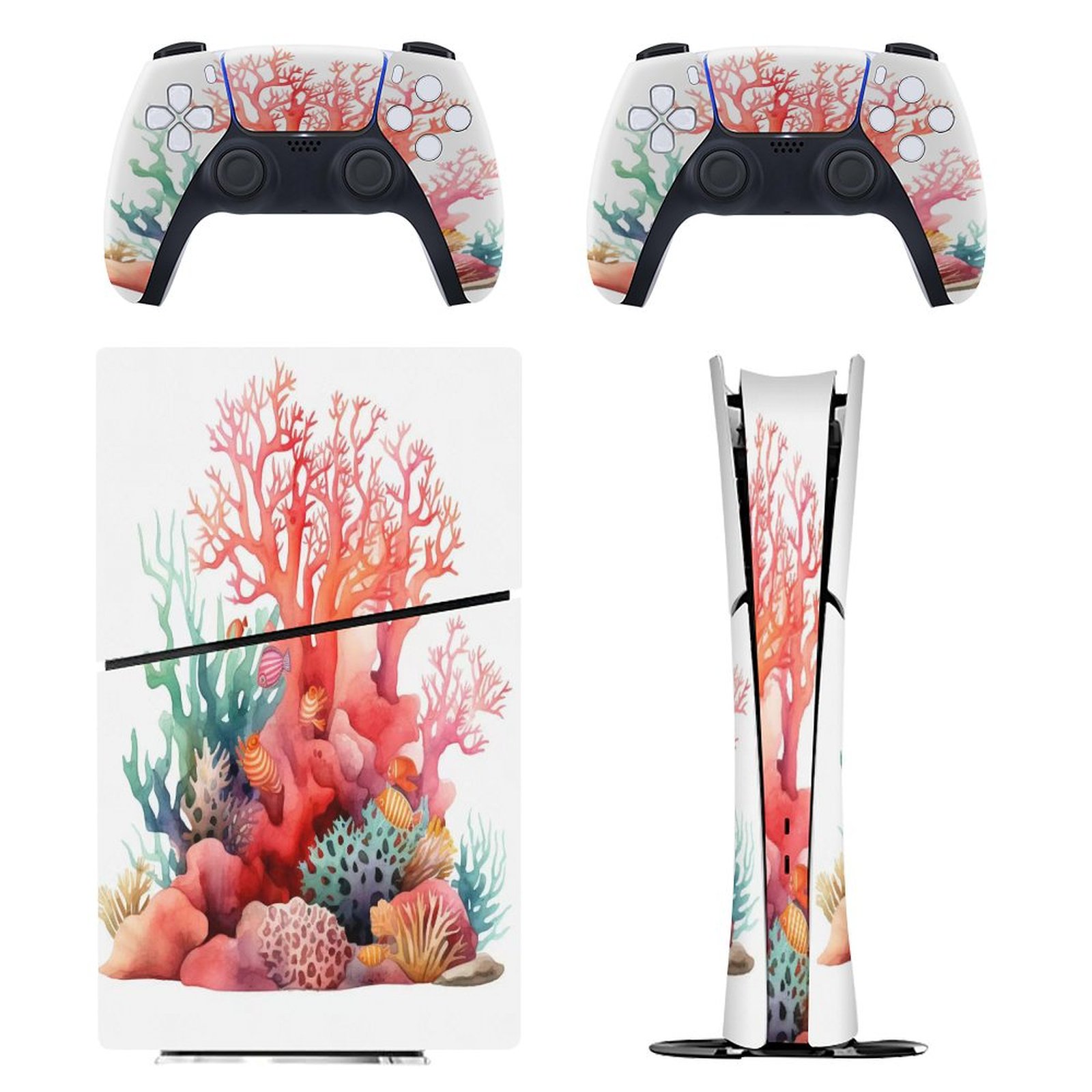 Watercolor Coral Reef (5) PS5/PS5 Slim Digital Disc Skin Sticker For ...