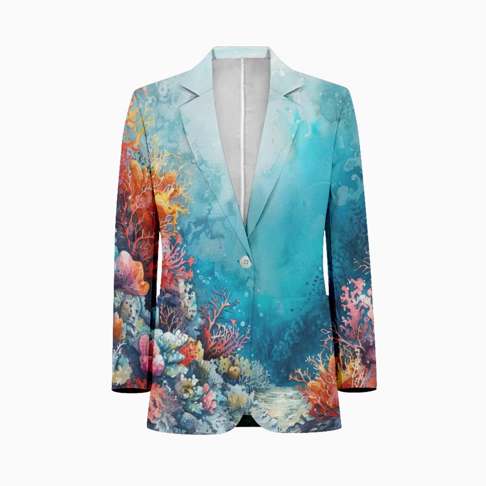 Watercolor Coral Reef (6) Customized Men's Suits full man Shawl Collar ...