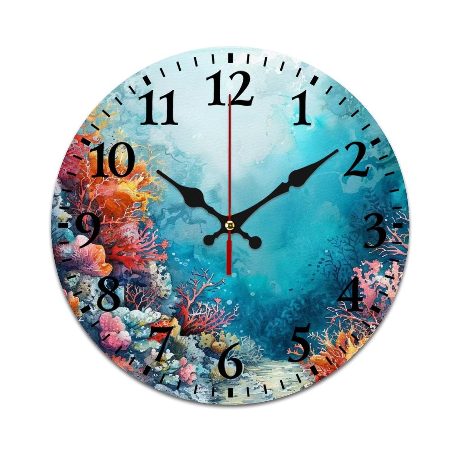 Watercolor Coral Reef (6) Wall Clock Modern Design Clocks Wall Hanging ...