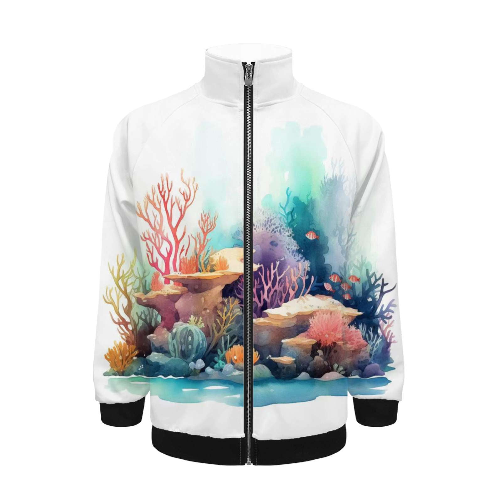 Watercolor Coral Reef Jacket Men's Street Cool Long Sleeves Coat ...