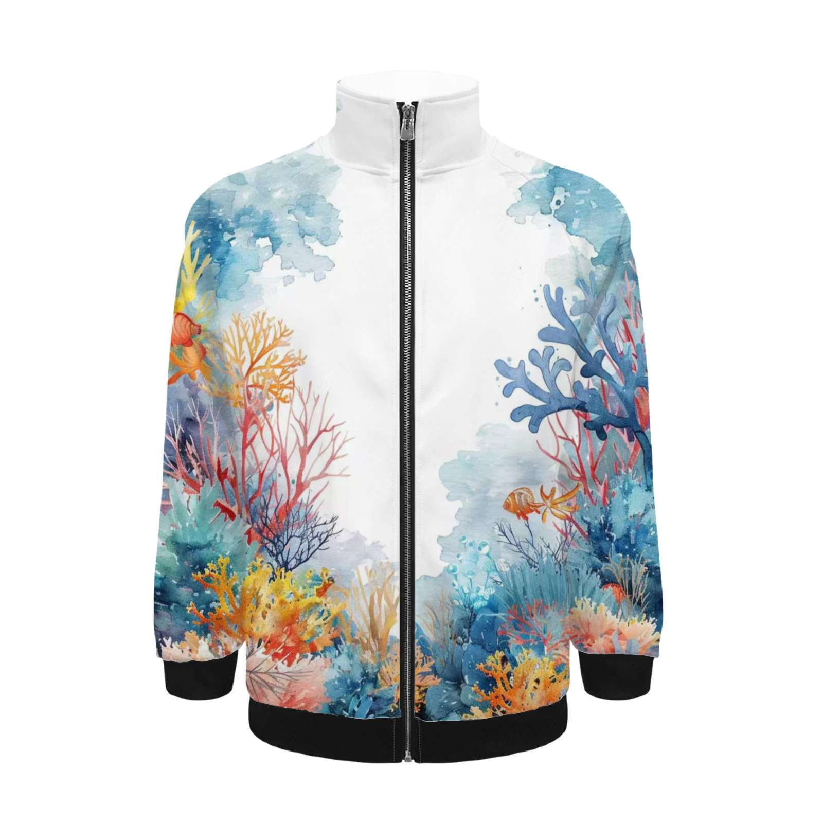 Watercolor Coral Reef Jacket Men's Street Cool Long Sleeves Coat ...