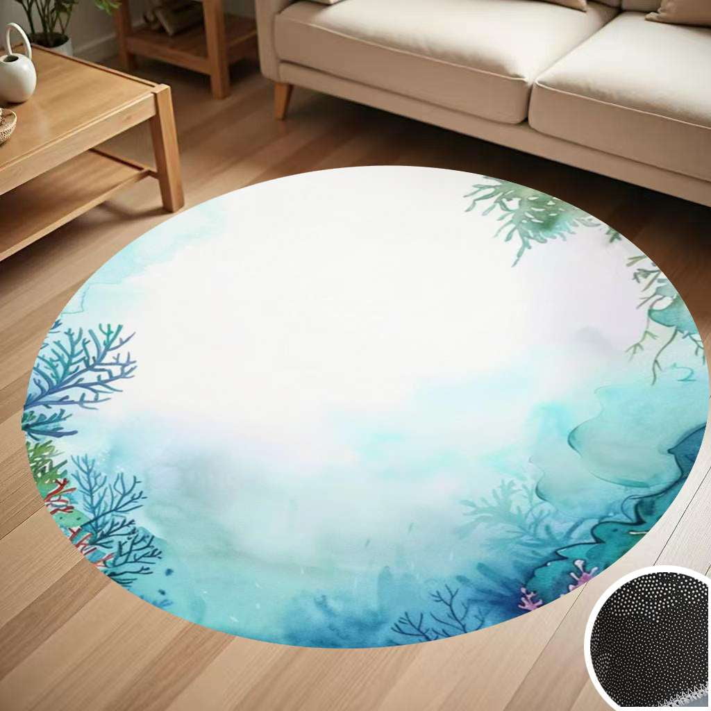 Watercolor Coral Reef Round Carpet Living Room Bedroom Home Decoration ...