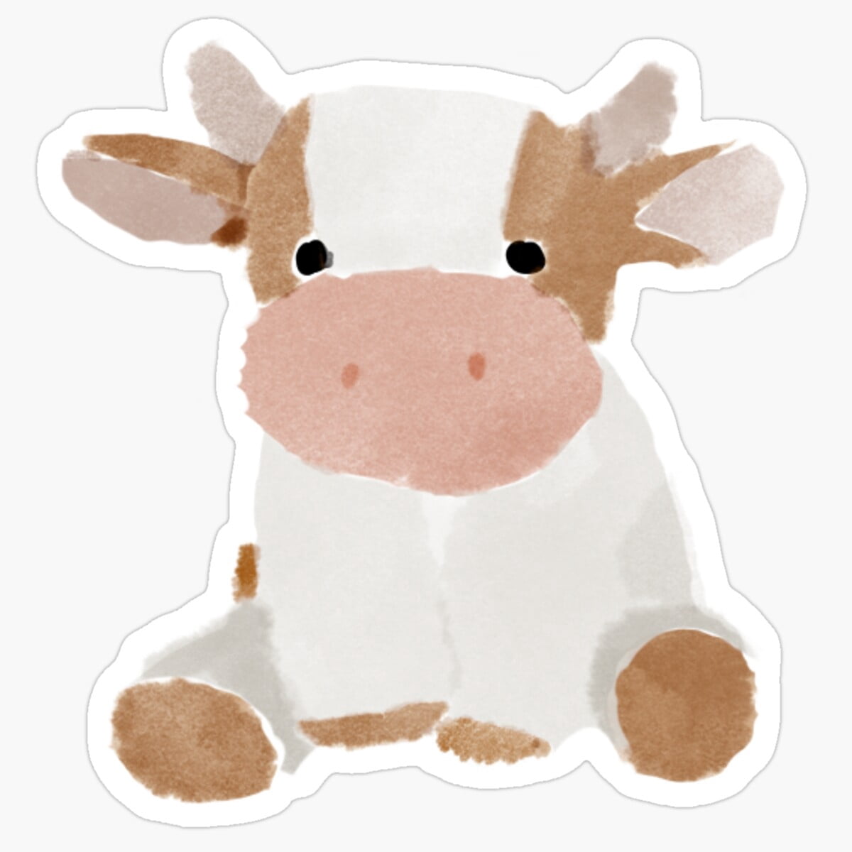 Watercolor Cow Sticker. Gift For You - Decorate Laptops, Water Bottles ...
