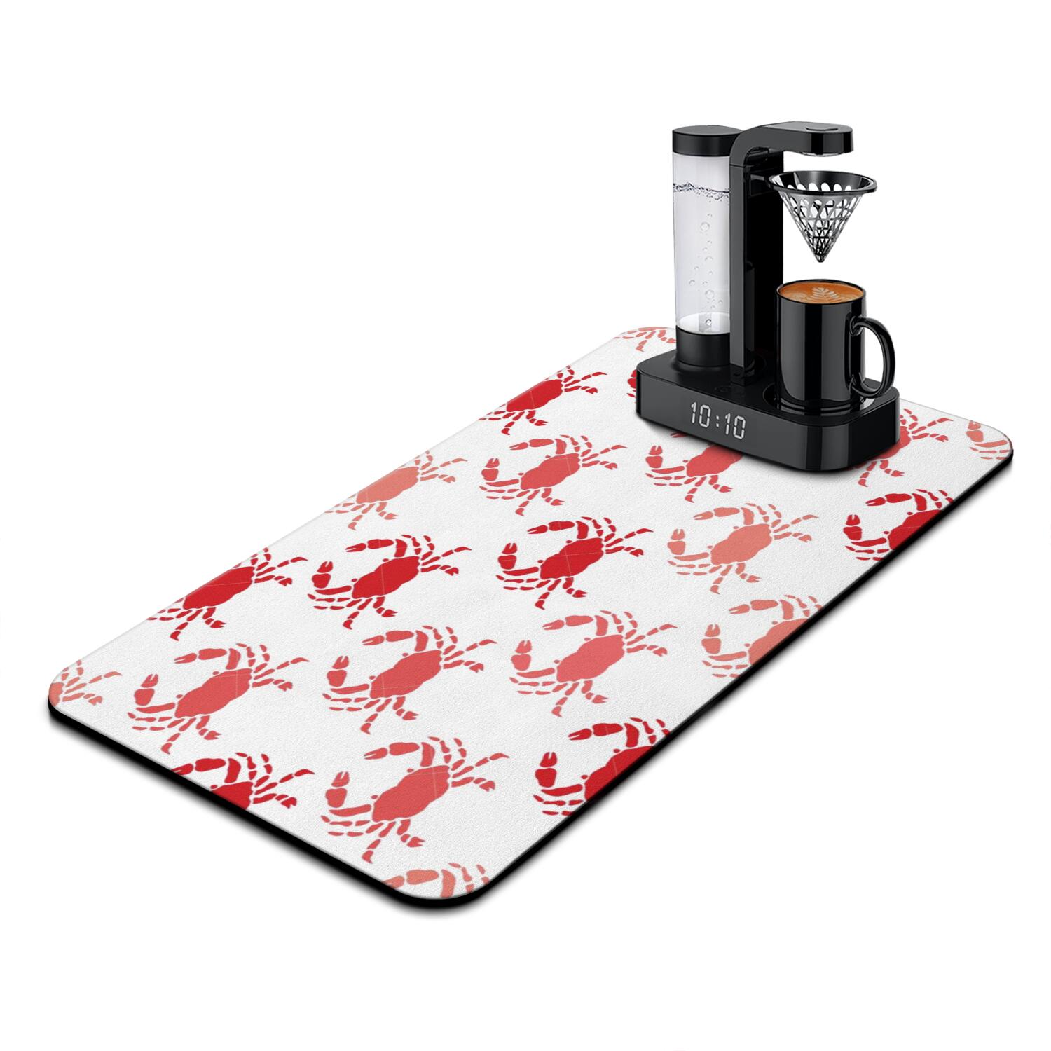 Watercolor Crab Coffee Bar Mat – Tropical Sea Life Nautical Style Dish ...