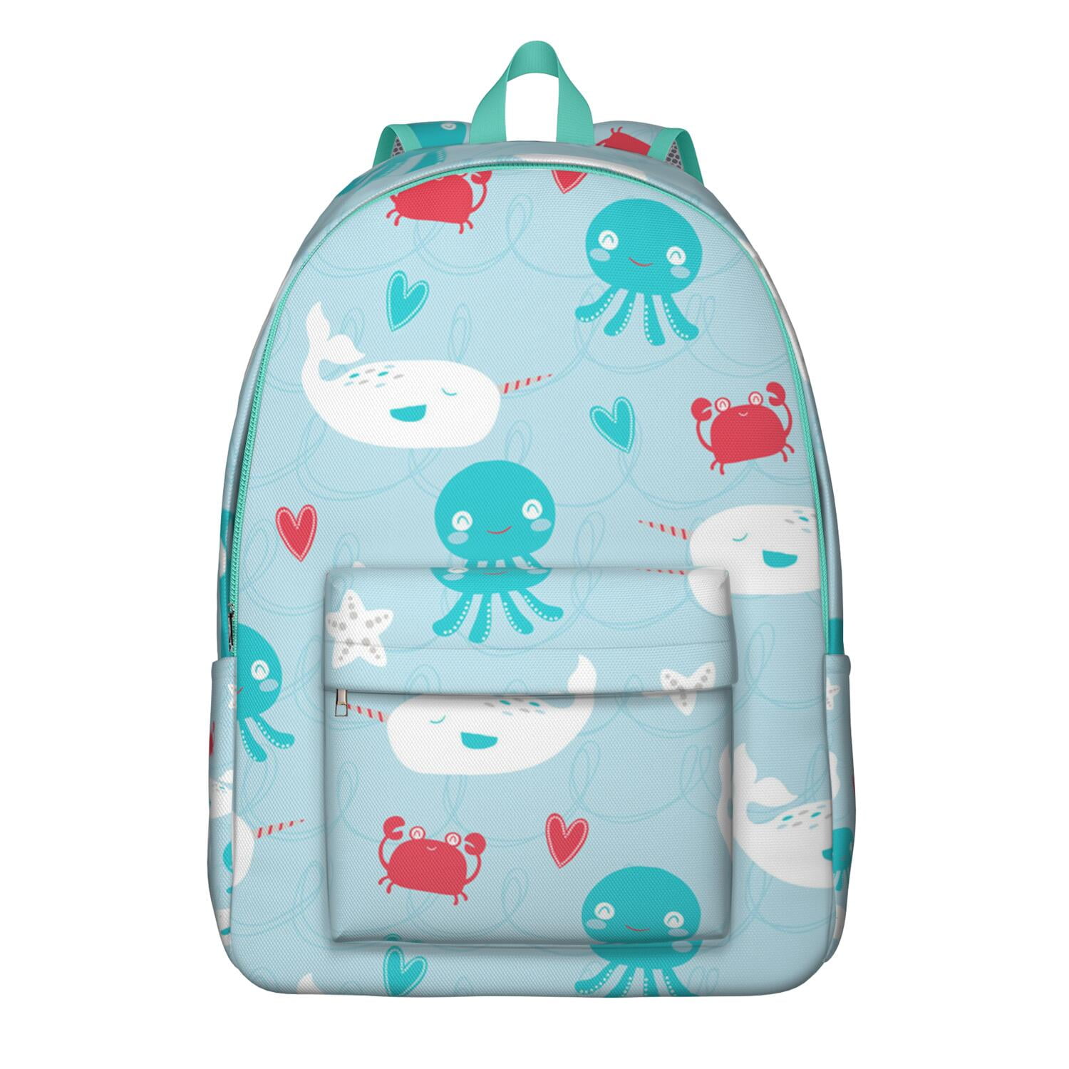 Watercolor Crab School Backpack with Colorful Tropical Marine Design ...