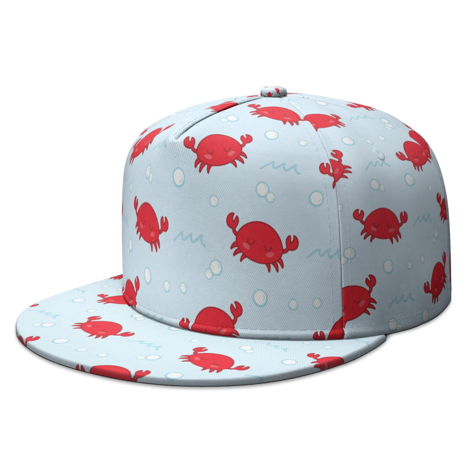 Watercolor Crab Trucker Hat – Vintage Nautical Style, Adjustable Flat ...