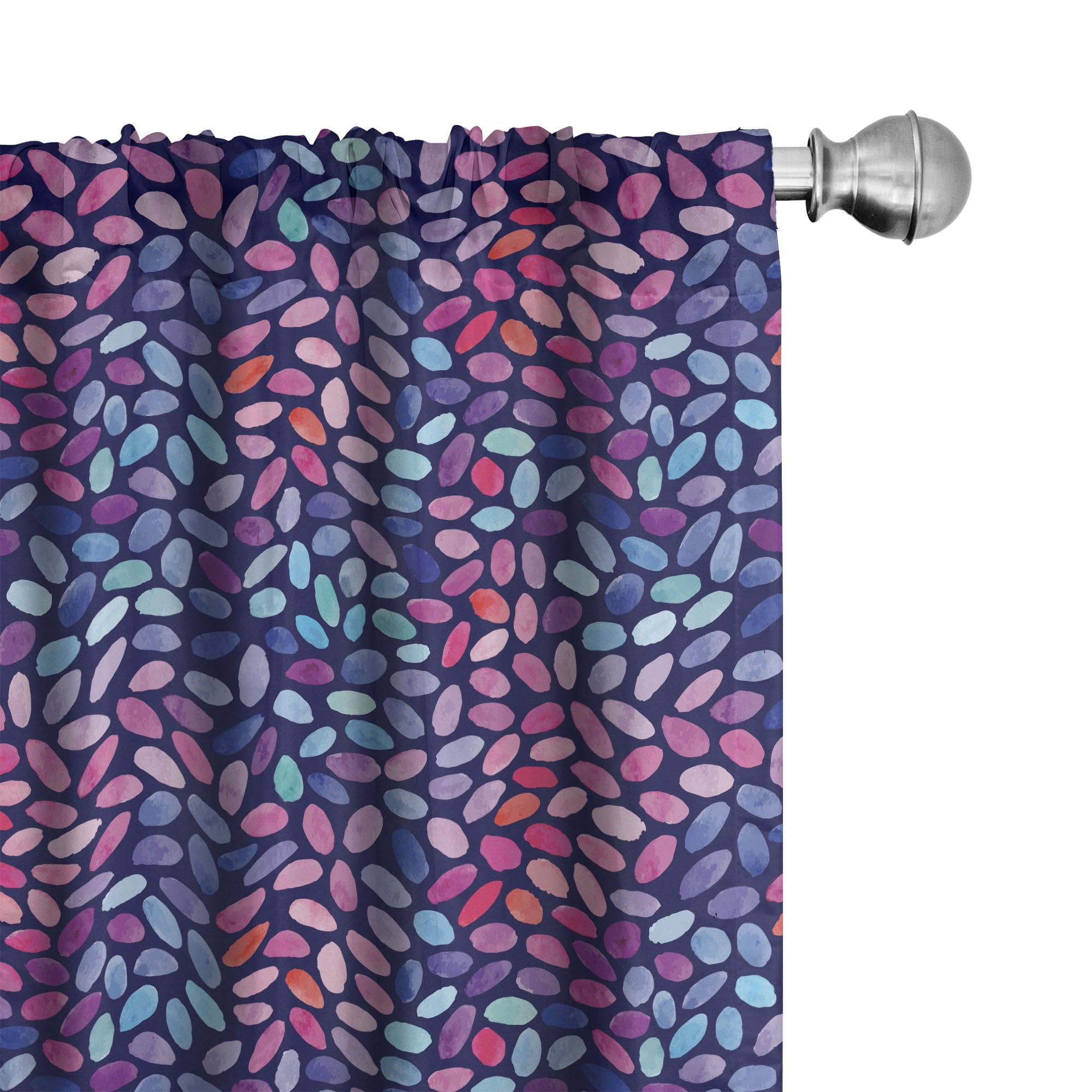 Watercolor Curtains 2 Panels Set, Vibrant Colored Mosaic of Blooming ...